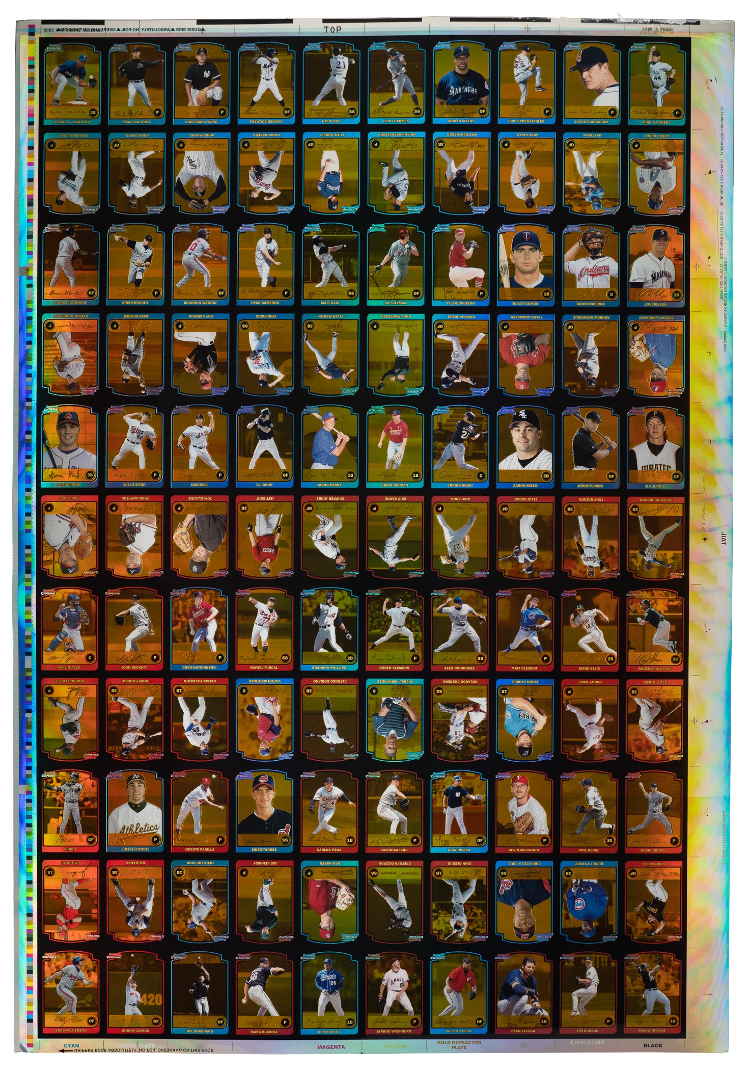 2003 Bowman Chrome Gold Refractor Uncut Sheet Pair (2 Sheets, 220 Cards ...