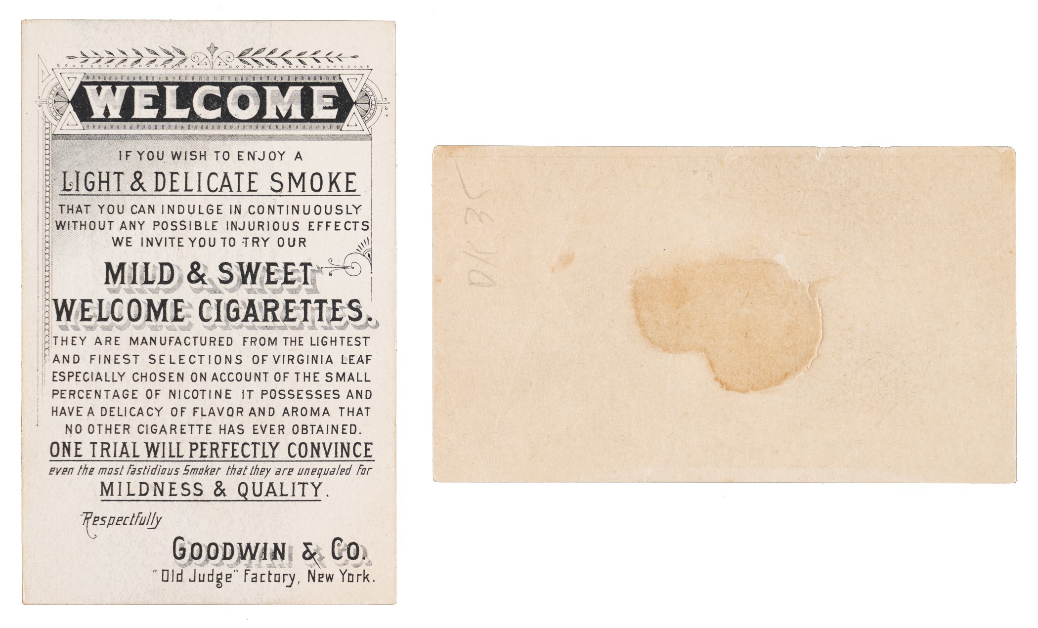 Circa 1880s Old Judge Cigarettes and Kalamazoo Bats Trade Card Pair ...