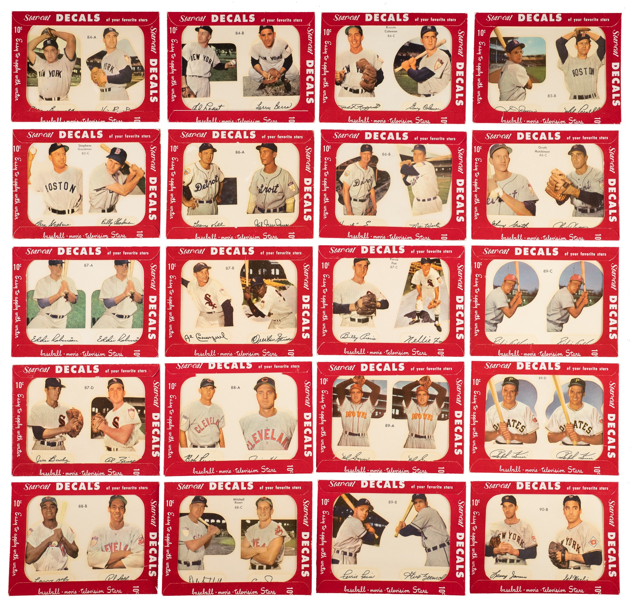 1952 Star-Cal Decals Type 2 Complete Set (32) | REA Archive