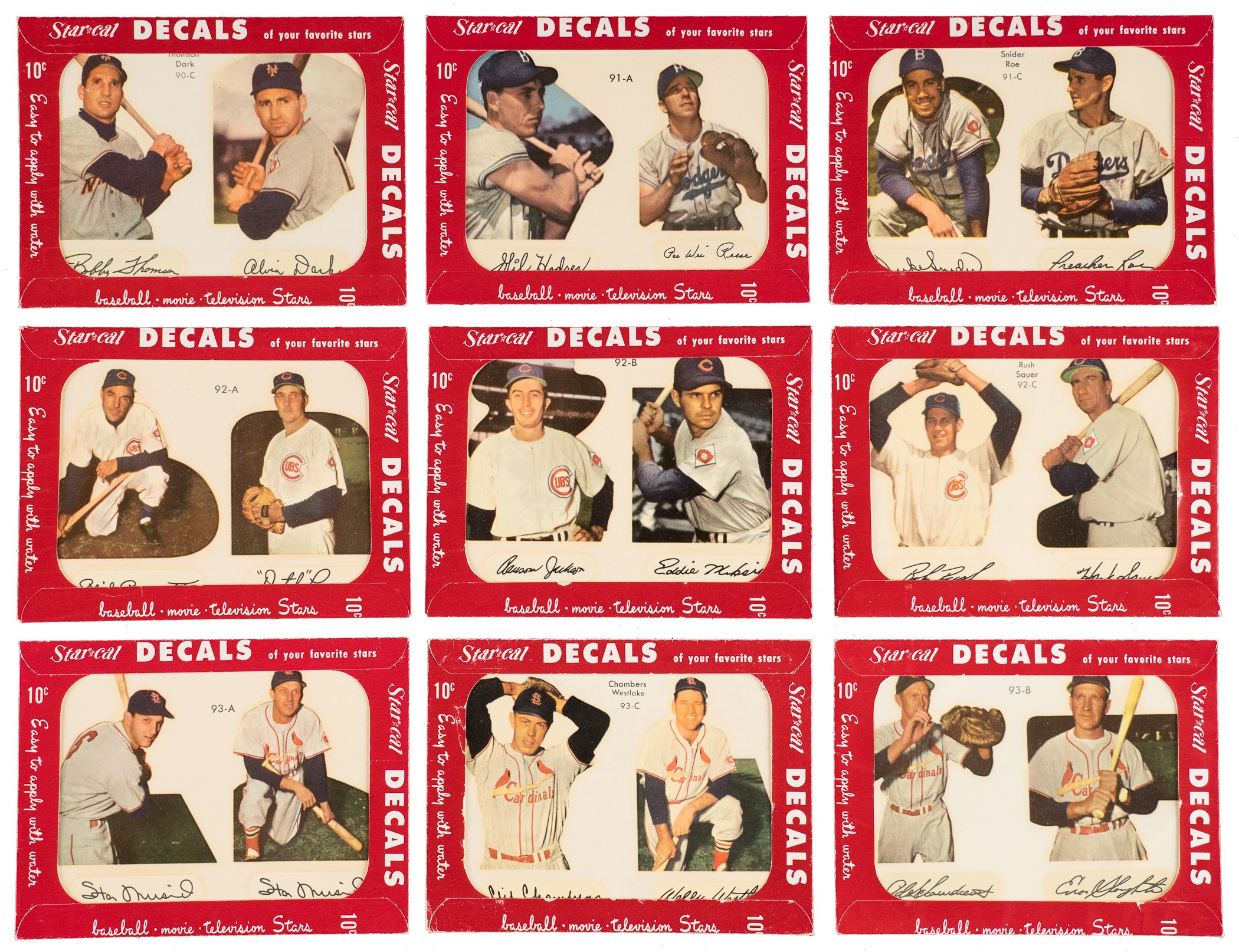 1952 Star-Cal Decals Type 2 Complete Set (32) | REA Archive