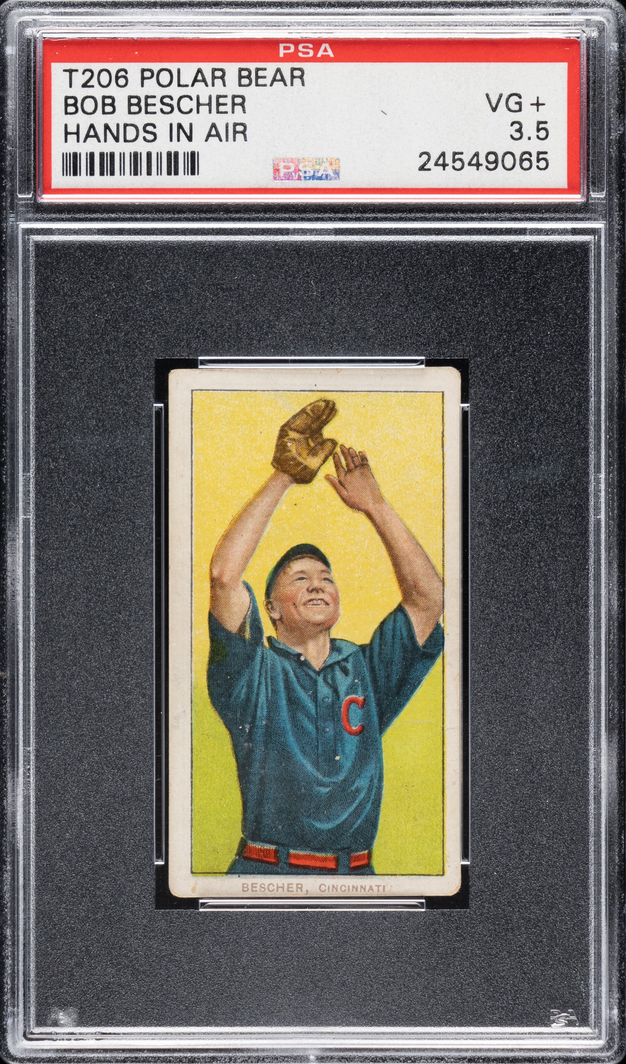 1909-1911 T206 White Border Bob Bescher Hands In Air PSA VG+ 3.5 ...