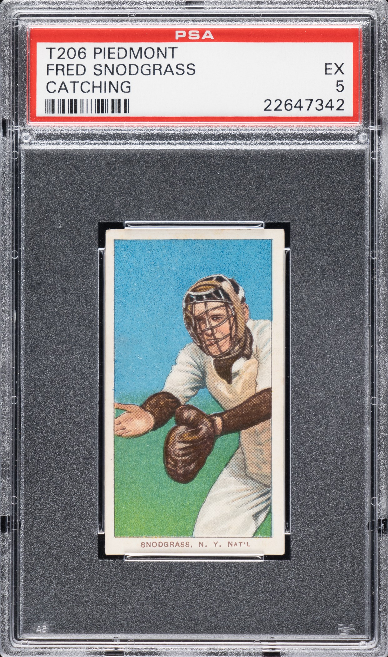 1909-1911 T206 White Border Fred Snodgrass Catching PSA EX 5 | REA Archive