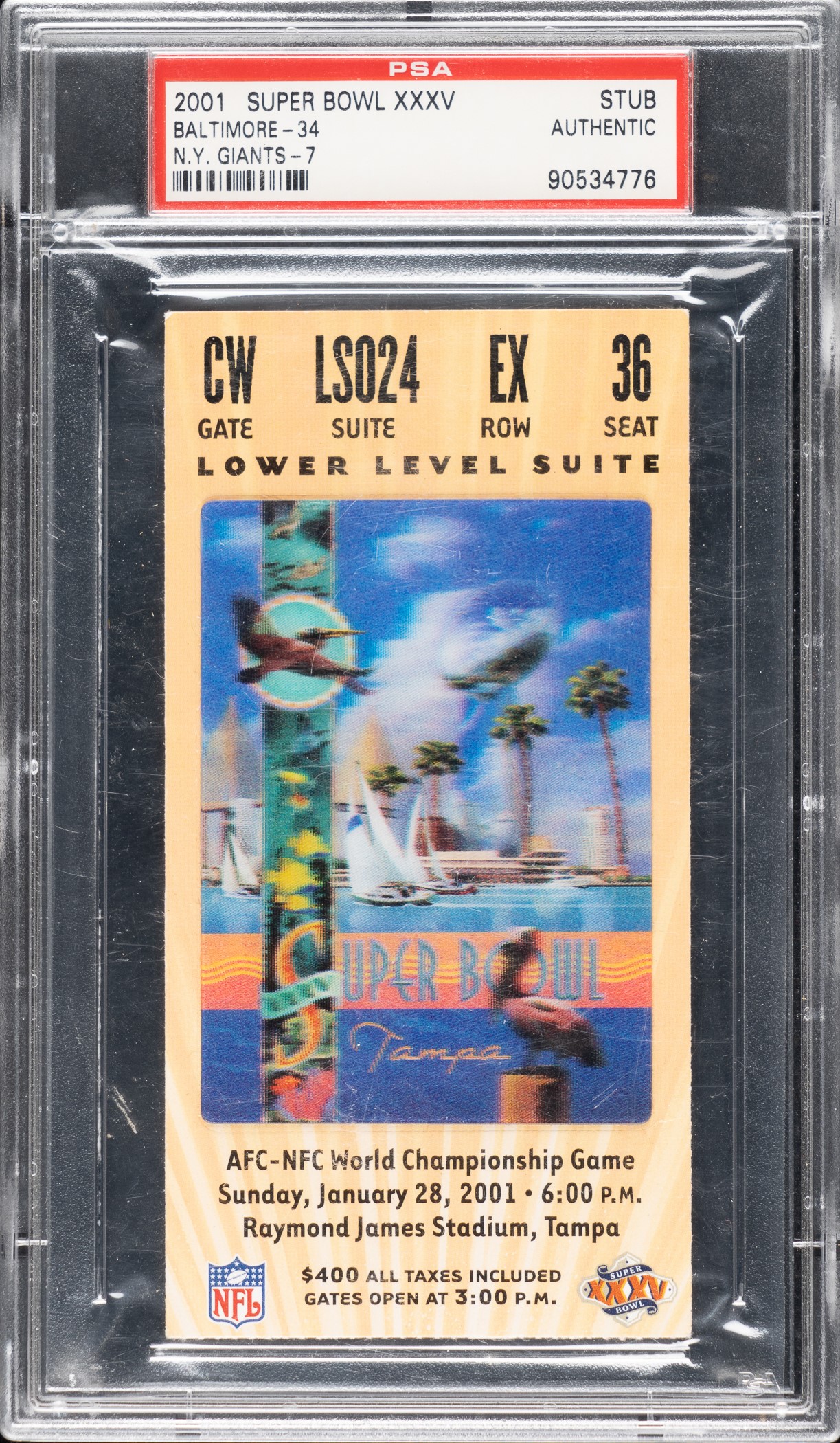 2001 Super Bowl XXXV Ticket Stub PSA Authentic - MVP Ray Lewis | REA ...