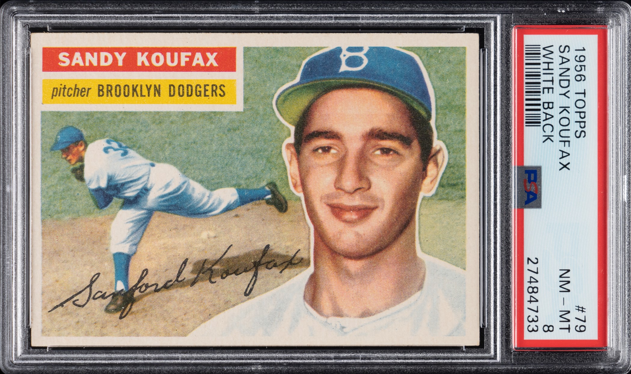 1956 Topps #79 Sandy Koufax White Back PSA NM-MT 8 | REA Archive
