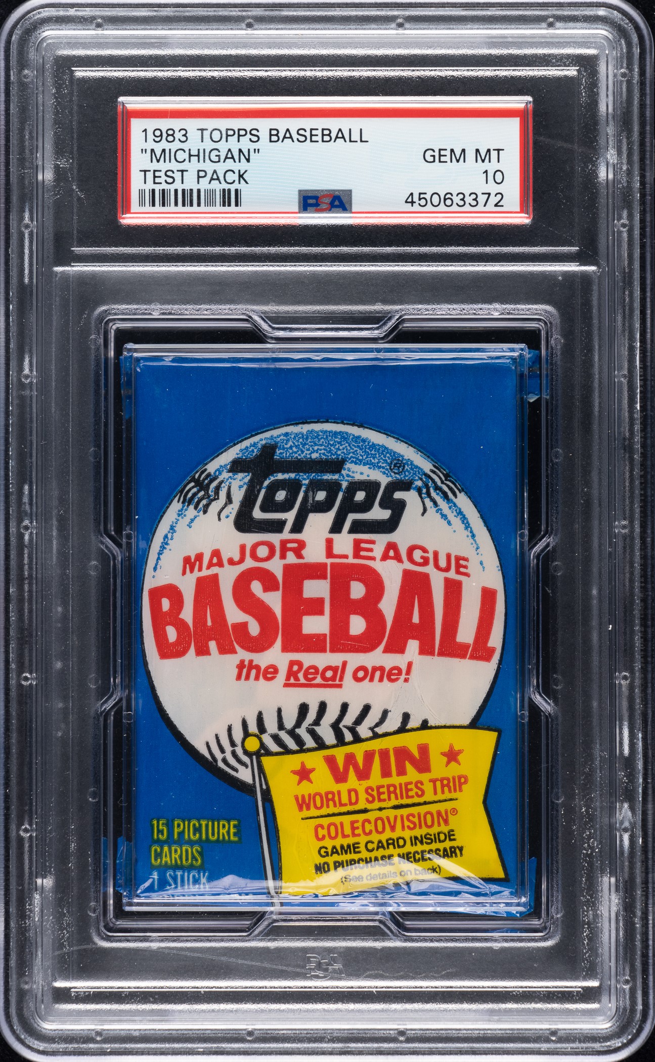 1983 Topps "Michigan Test" Unopened Wax Pack PSA GEM MINT 10 | REA Archive