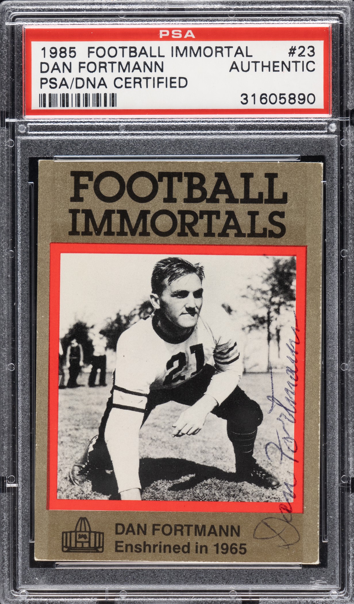 Signed 1985 Football Immortal #23 Dan Fortmann PSA Authentic | REA Archive