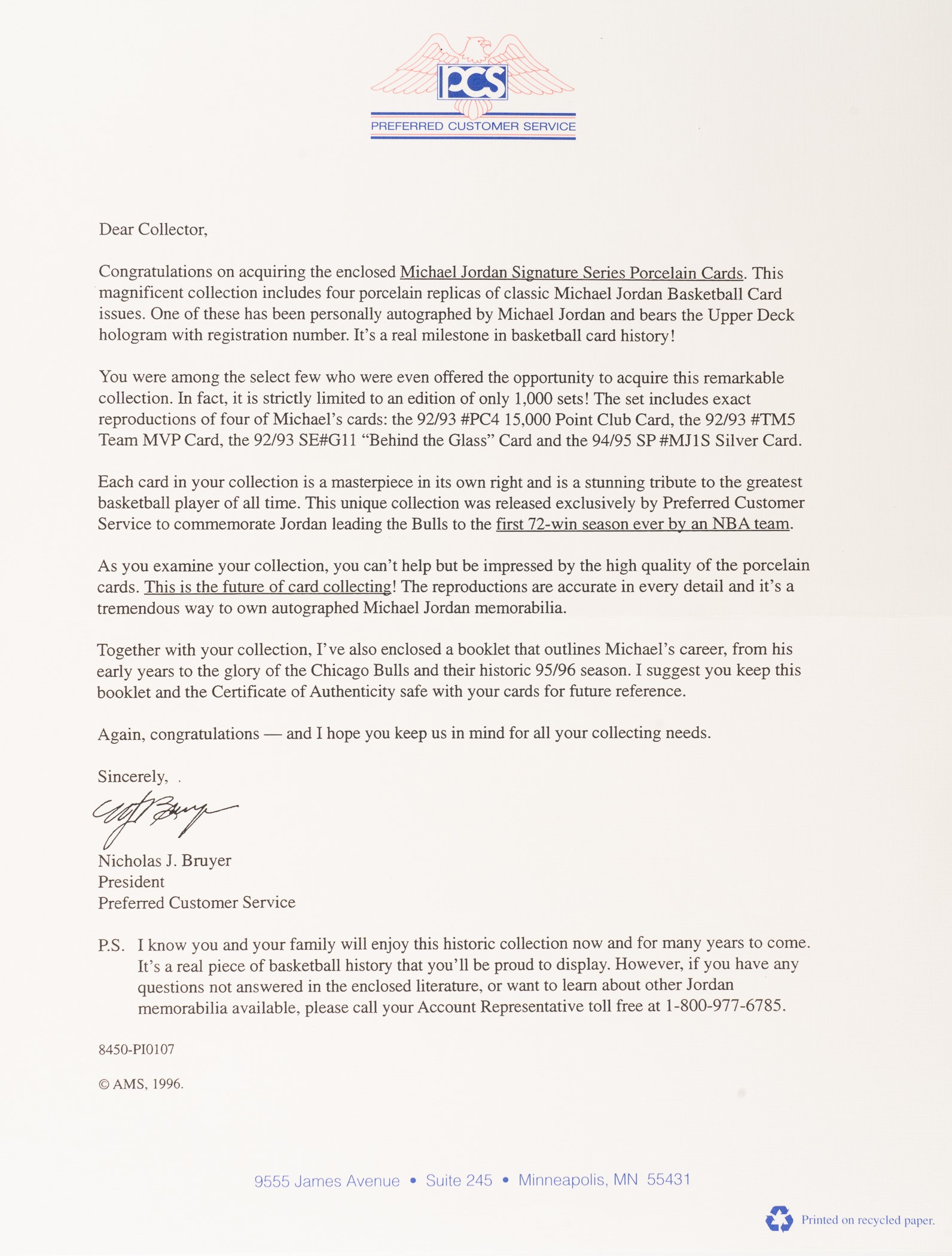 1996 Upper Deck Michael Jordan Signature Series Basketball Complete Set ...