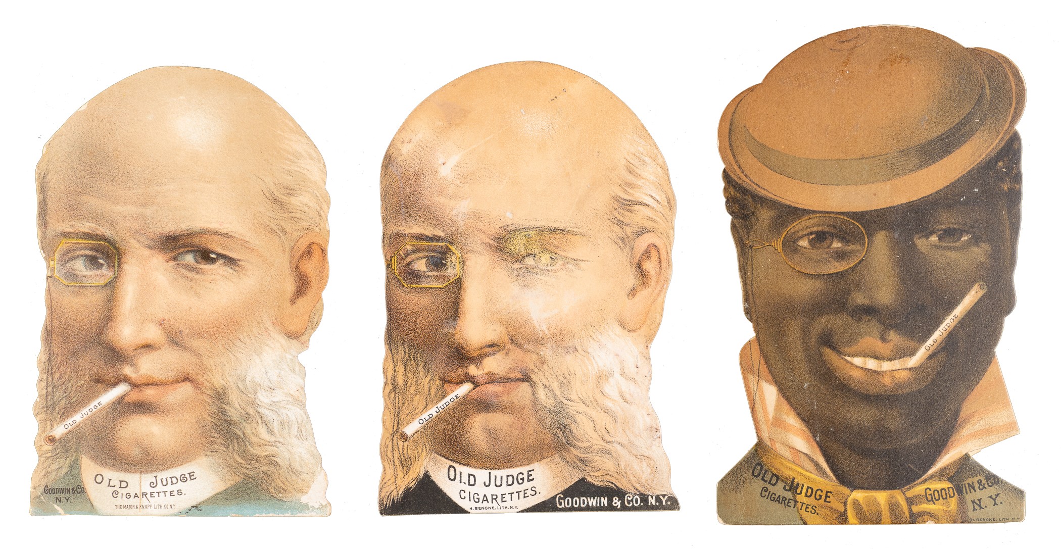 Circa 1880s Old Judge Cigarettes Die-cut Advertisement Trio | REA Archive