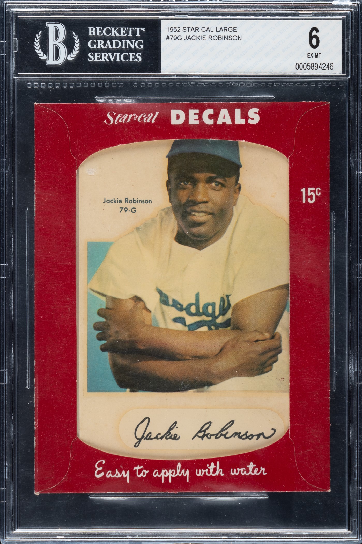 1952 Star-Cal Decals Type 1 #79-G Jackie Robinson BGS EX-MT 6 | REA Archive