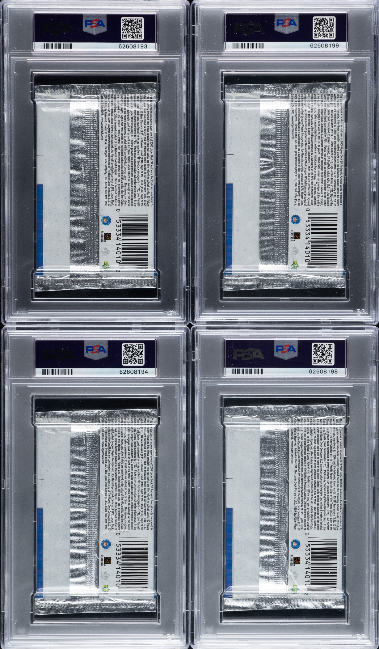 2000 Upper Deck SP Authentic Football Unopened Foil Pack PSA NM-MT 8 ...