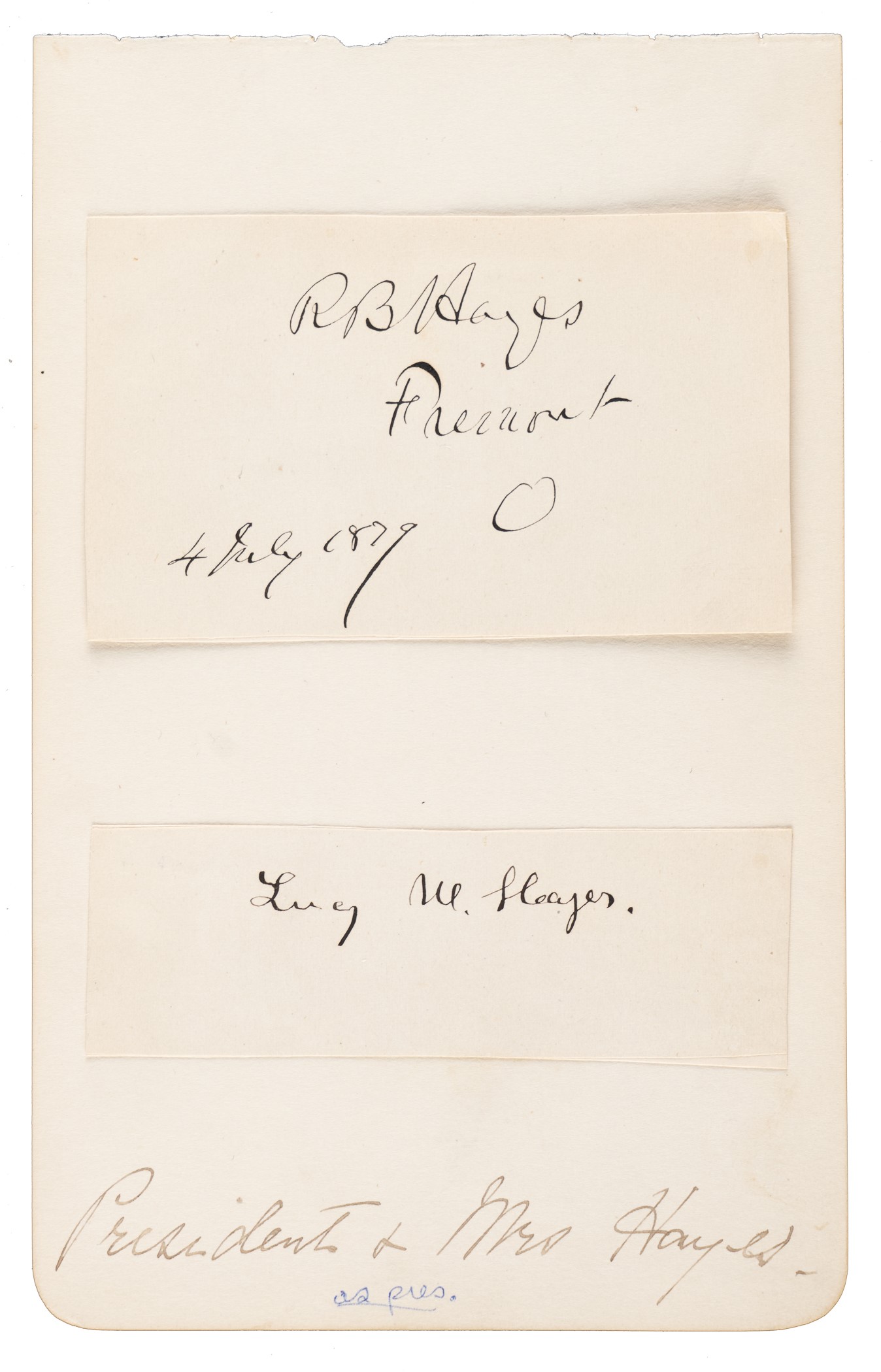 1879 Rutherford B. Hayes and First Lady Lucy Hayes Cut Signature Pair ...