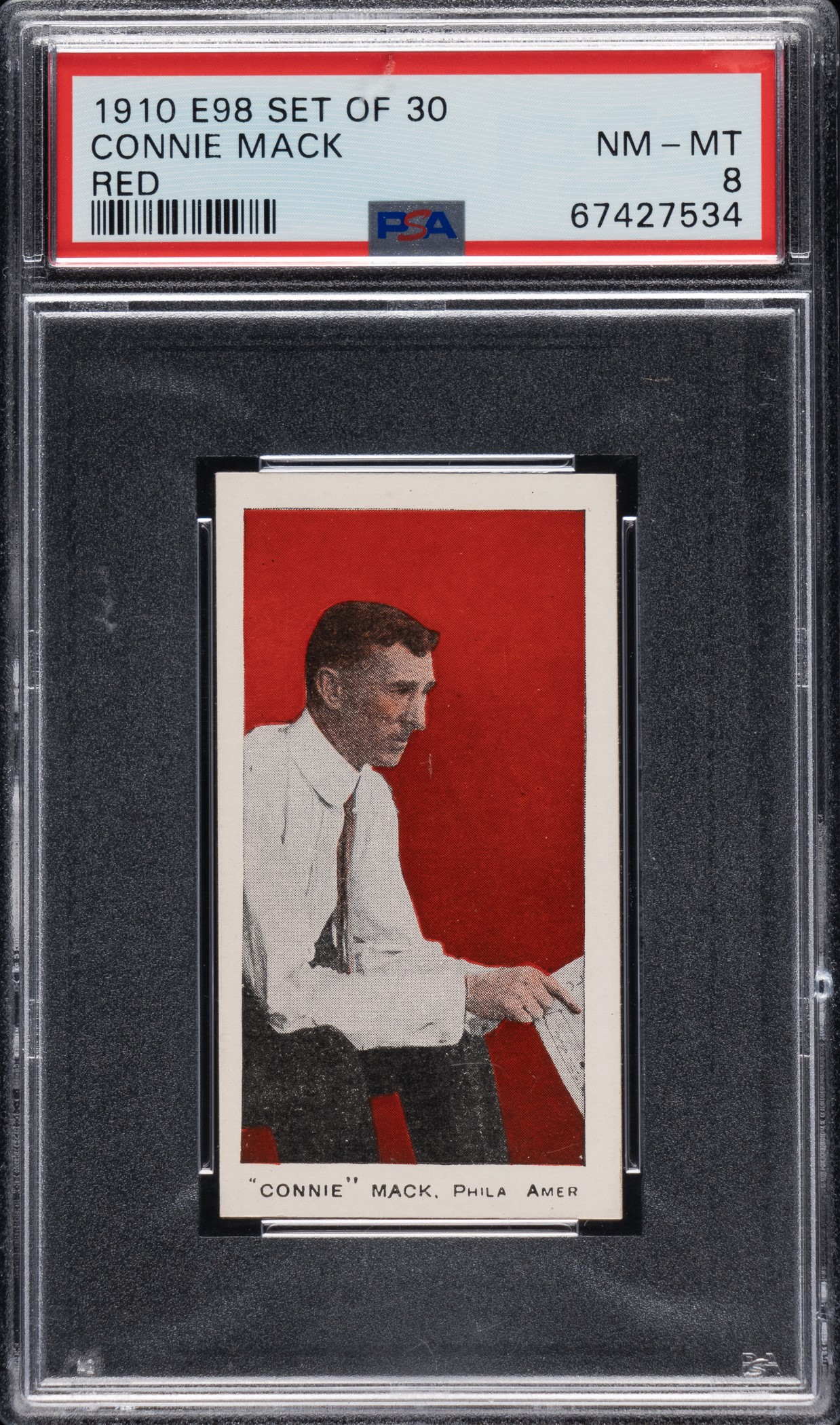 1910 E98 Anonymous "Set of 30" Connie Mack PSA NM-MT 8 - Red Background ...