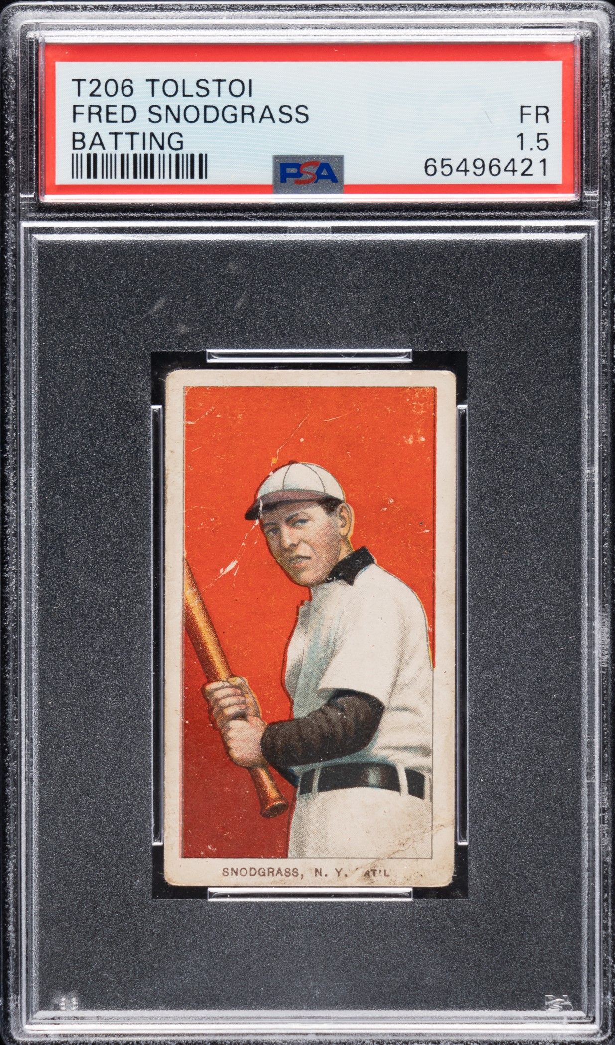 1909-1911 T206 White Border Fred Snodgrass Batting PSA FAIR 1.5 ...