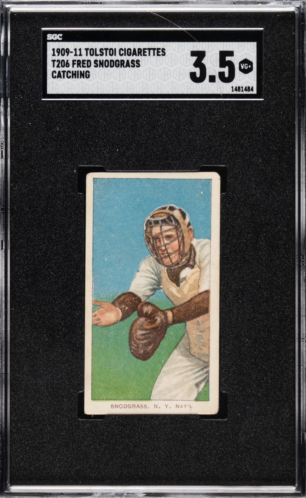 1909-1911 T206 White Border Fred Snodgrass Catching SGC VG+ 3.5 ...
