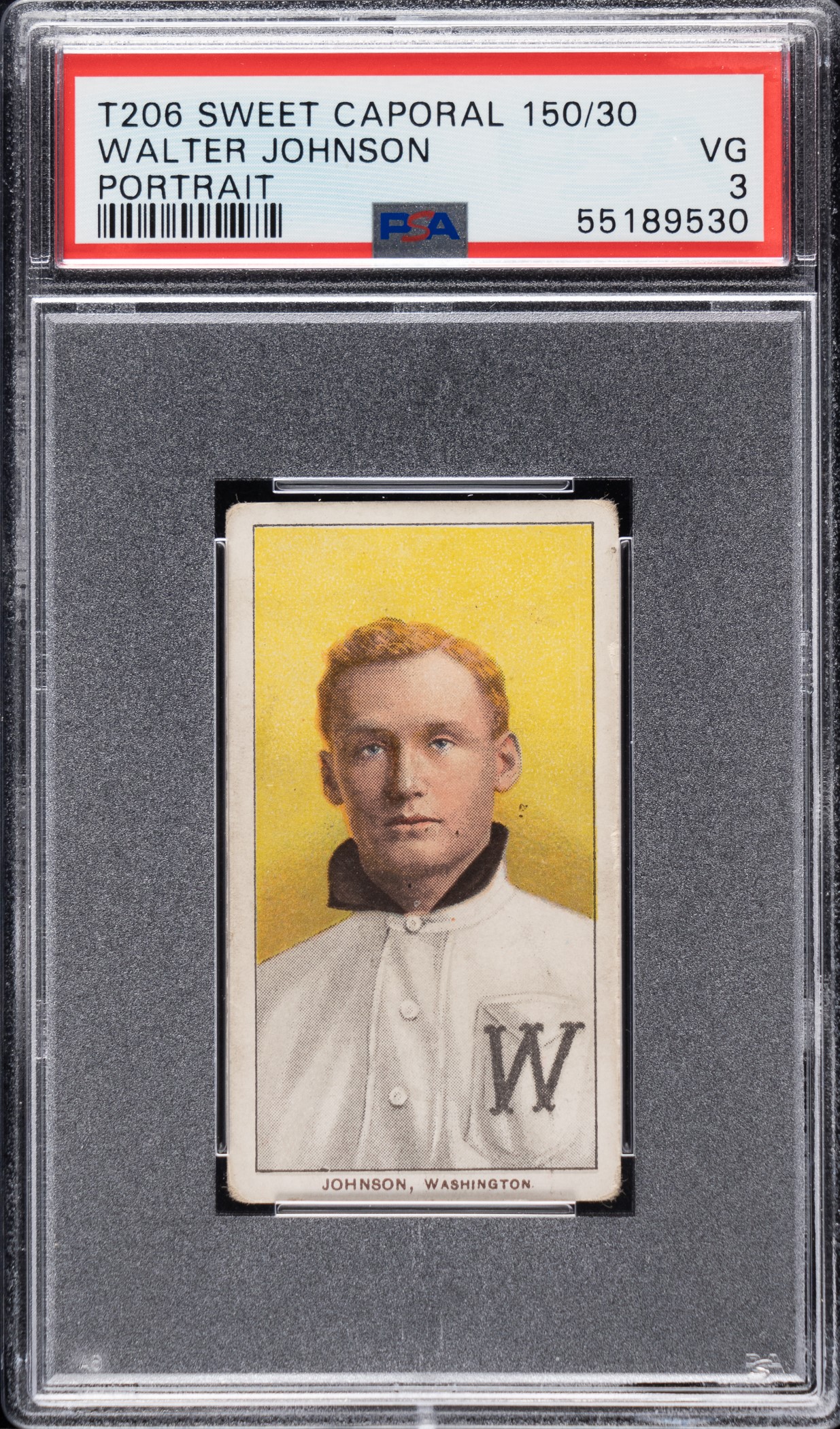 1909-1911 T206 White Border Walter Johnson Portrait PSA VG 3 | REA Archive