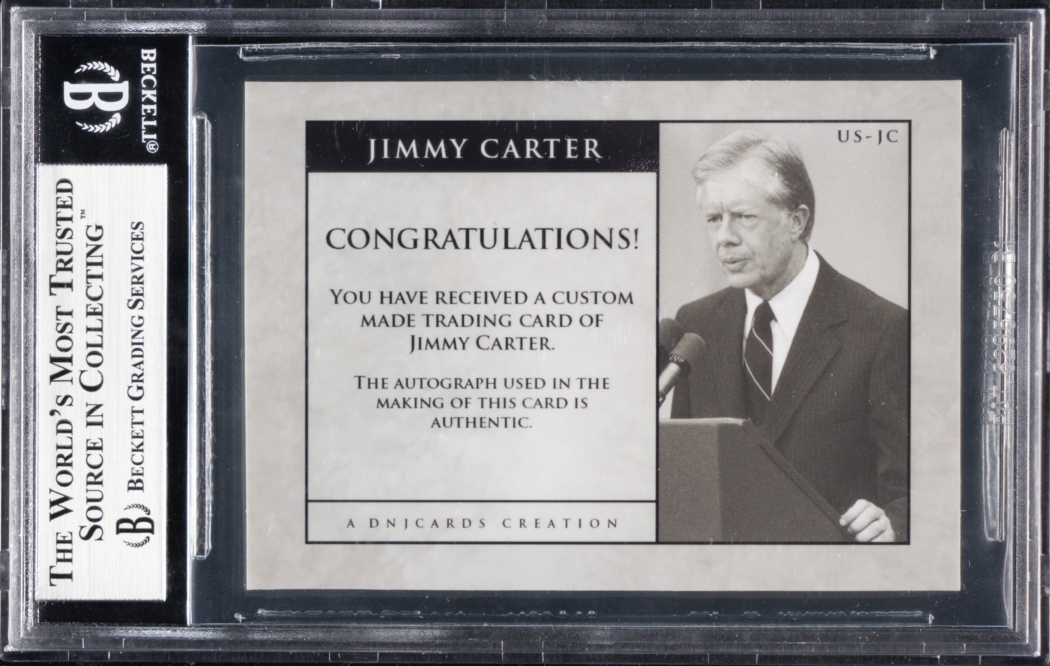 Jimmy Carter Cut Signature on Custom Trading Card - Beckett | REA Archive