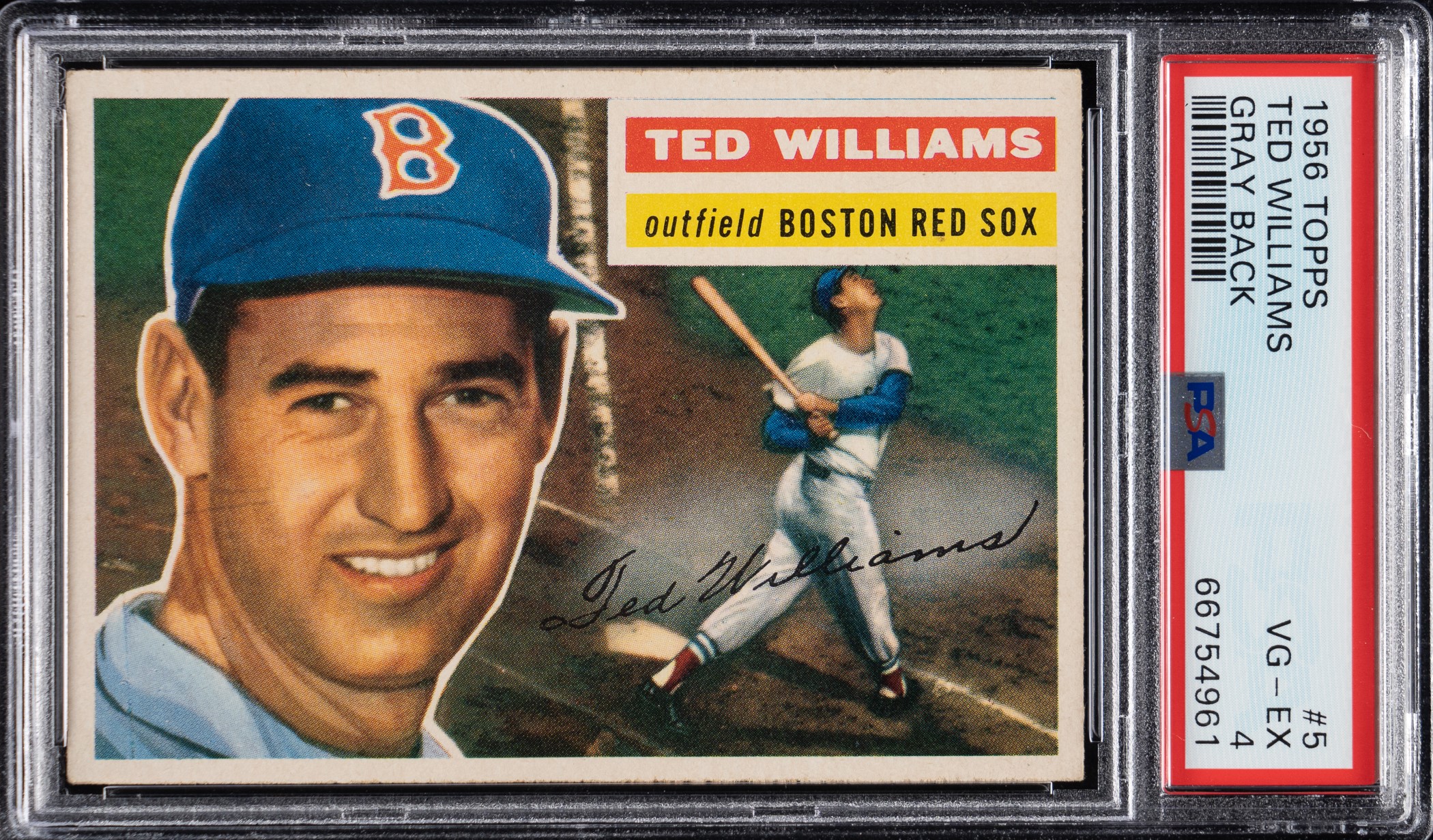 1956 Topps #5 Ted Williams Gray Back PSA VG-EX 4 | REA Archive