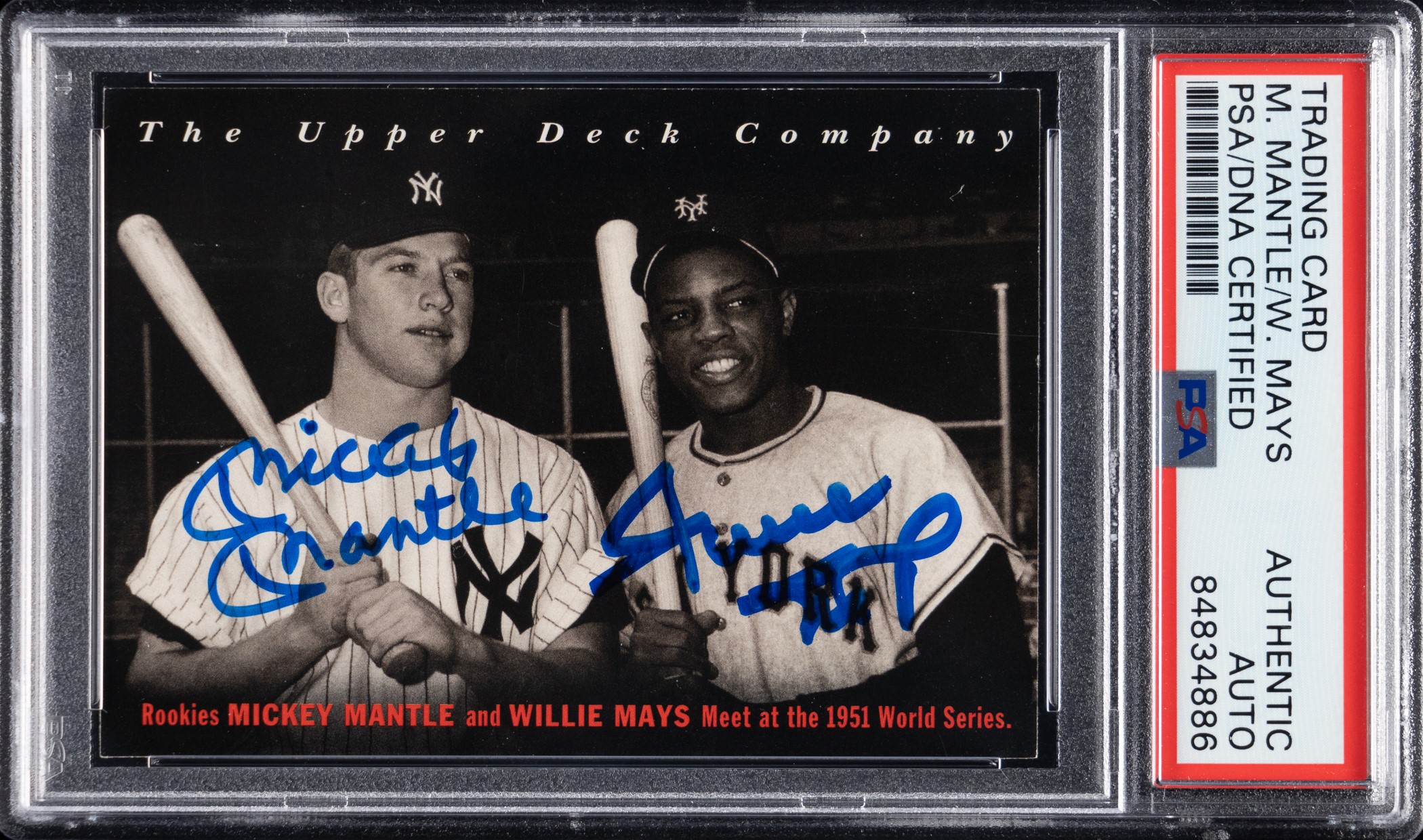 Signed 1994 Upper Deck All-Time Heroes #10 Mickey Mantle and Willie ...