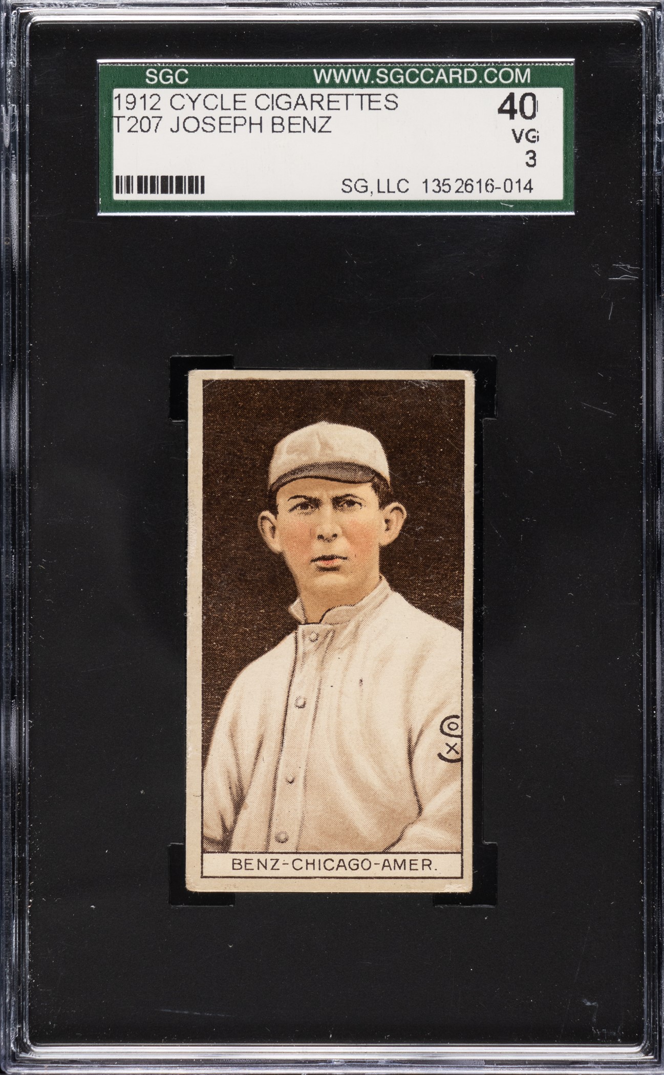 1912 T207 Brown Background Joseph Benz SGC VG 40 - Red Cycle Back | REA ...