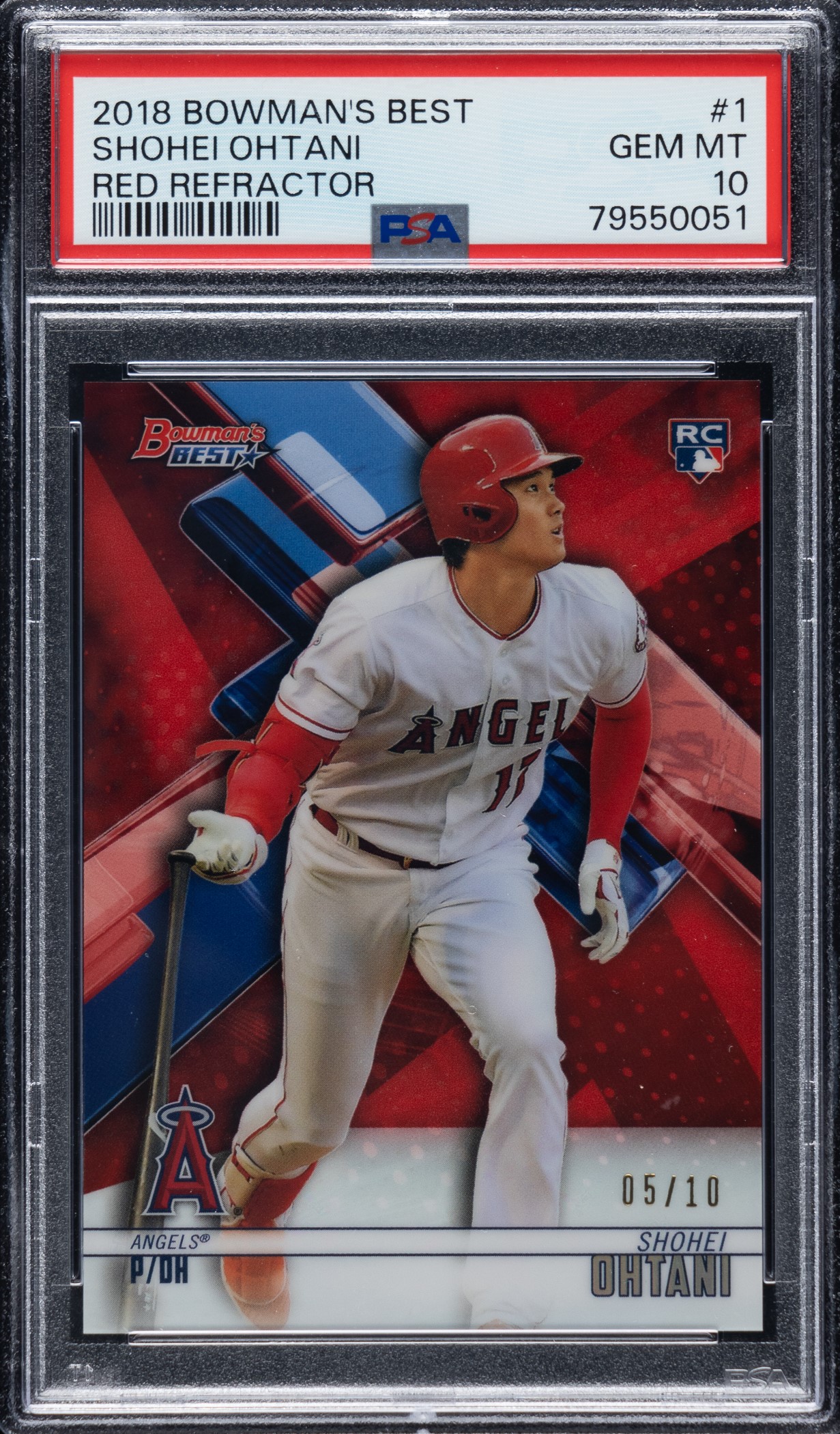 2018 Bowman's Best #1 Shohei Ohtani Rookie Red Refractor #5/10 PSA GEM MINT 10 | REA Archive