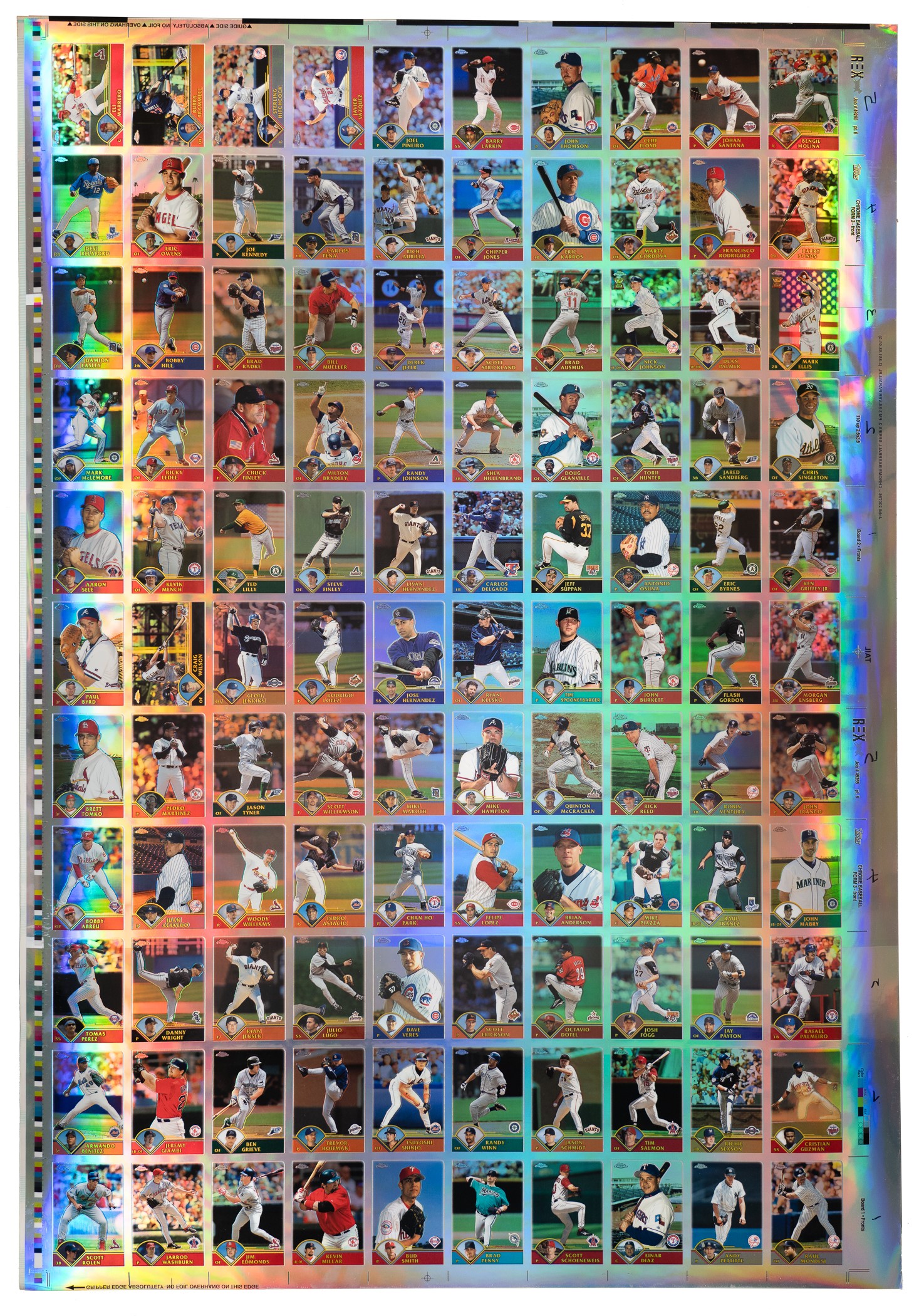 2003 Topps Chrome Silver Refractor Uncut Sheet Trio (3 Sheets, 330 ...