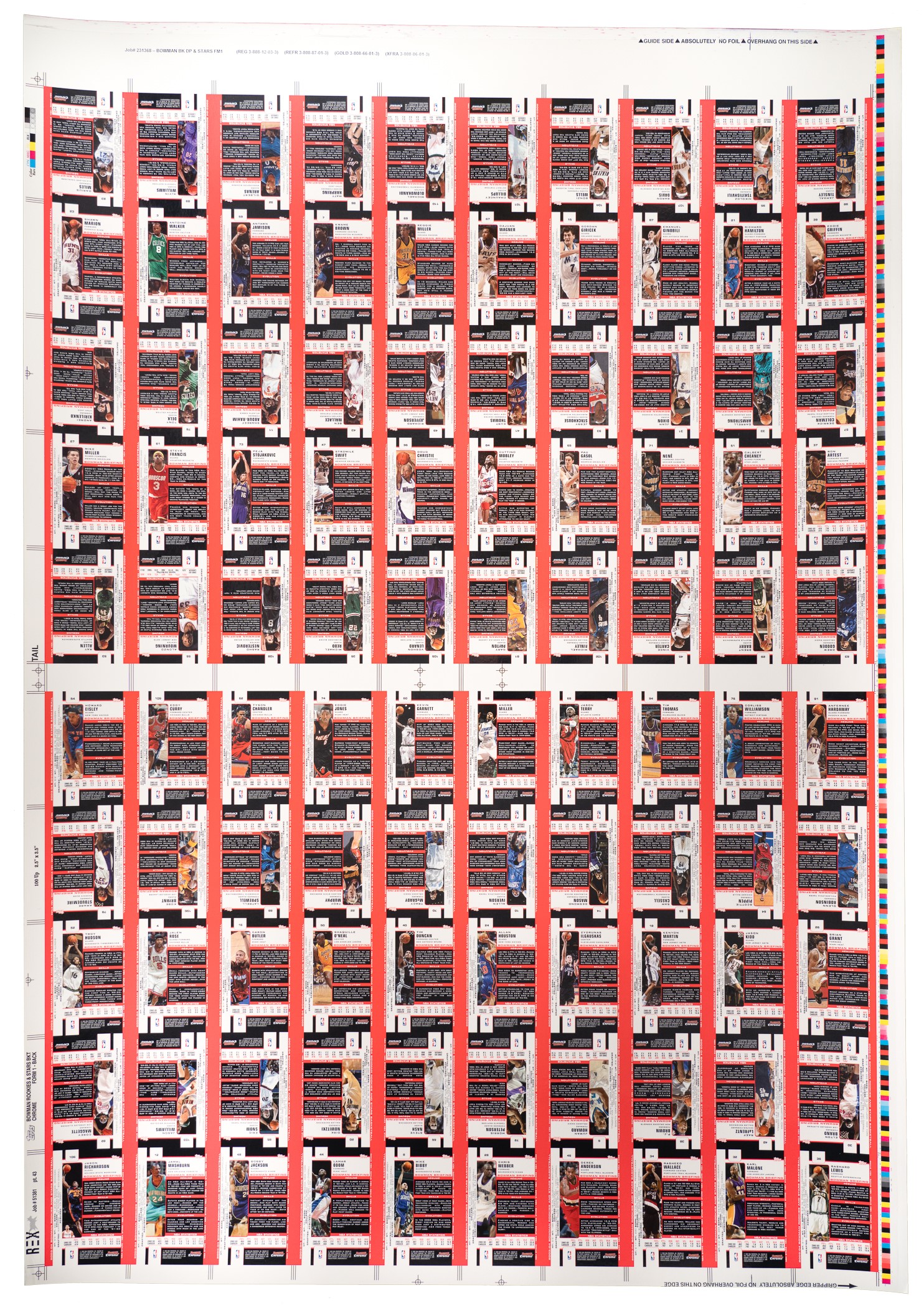 2003-2004 Bowman Basketball Chrome and Chrome Refractor Uncut Sheet ...