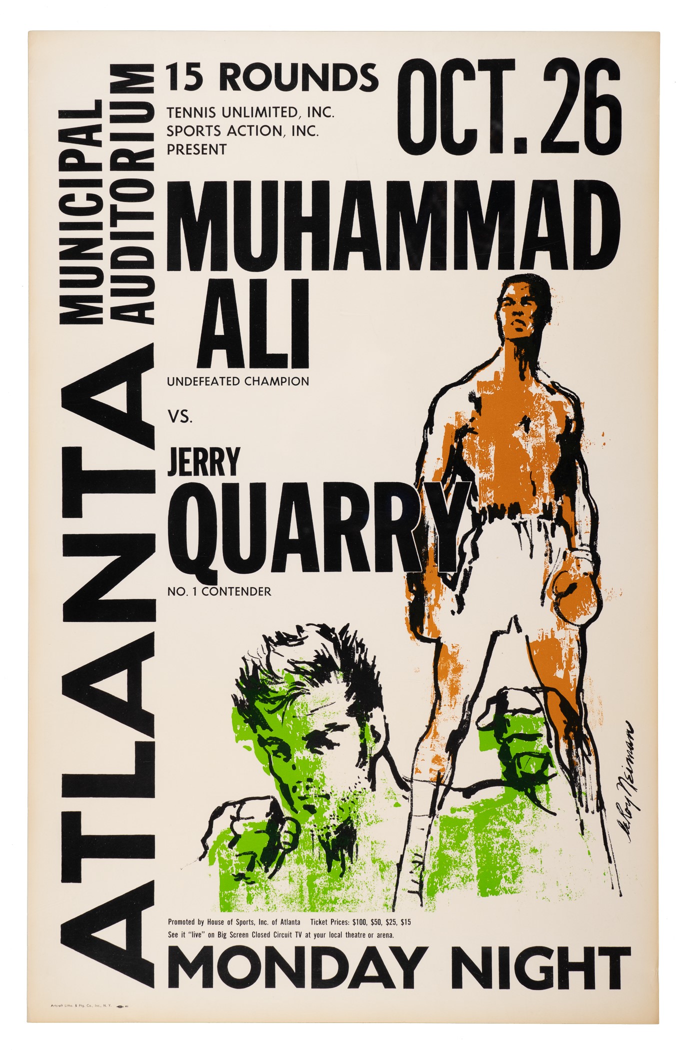 1970 Muhammad Ali vs. Jerry Quarry Fight Poster - Ali's Return to the ...