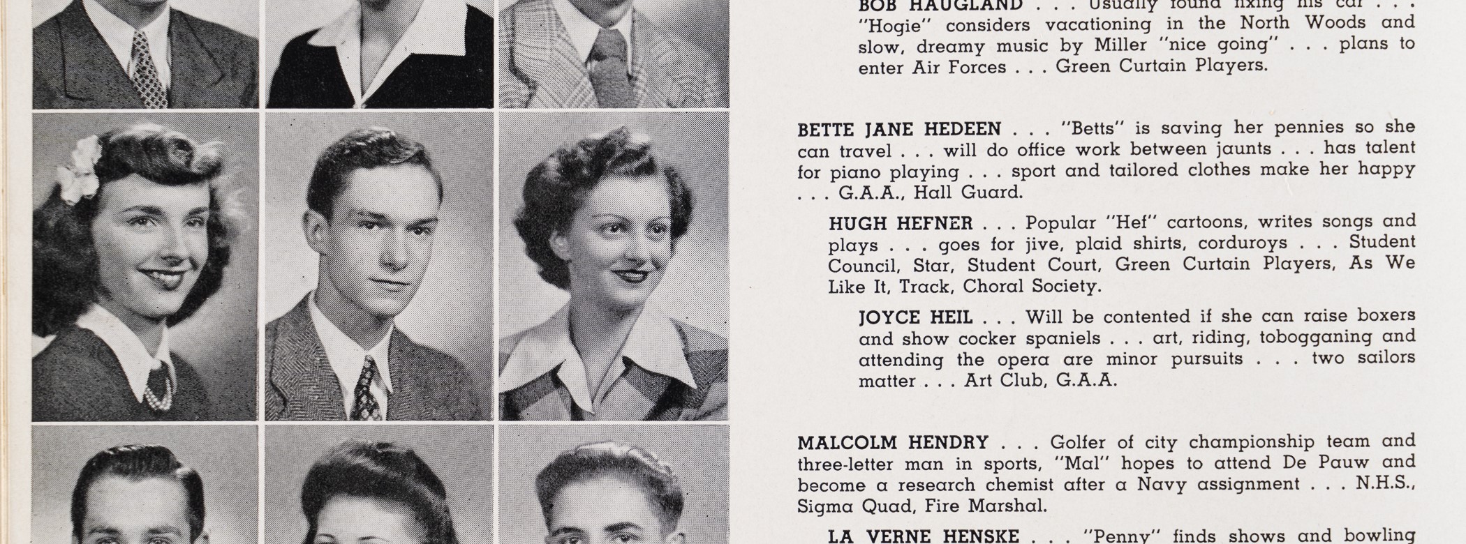 1944 Hugh Hefner High School Senior Yearbook | REA Archive