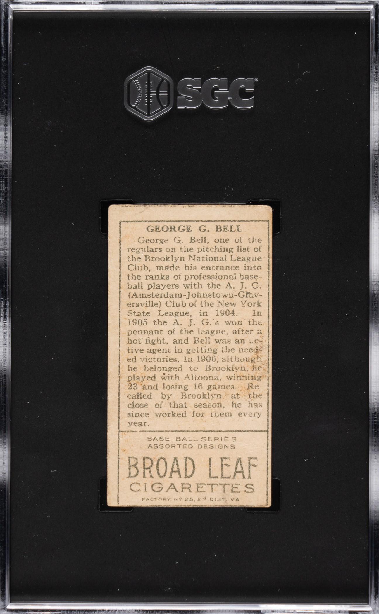 1911 T205 Gold Border George Bell SGC VG 3 - Broad Leaf Back | REA Archive