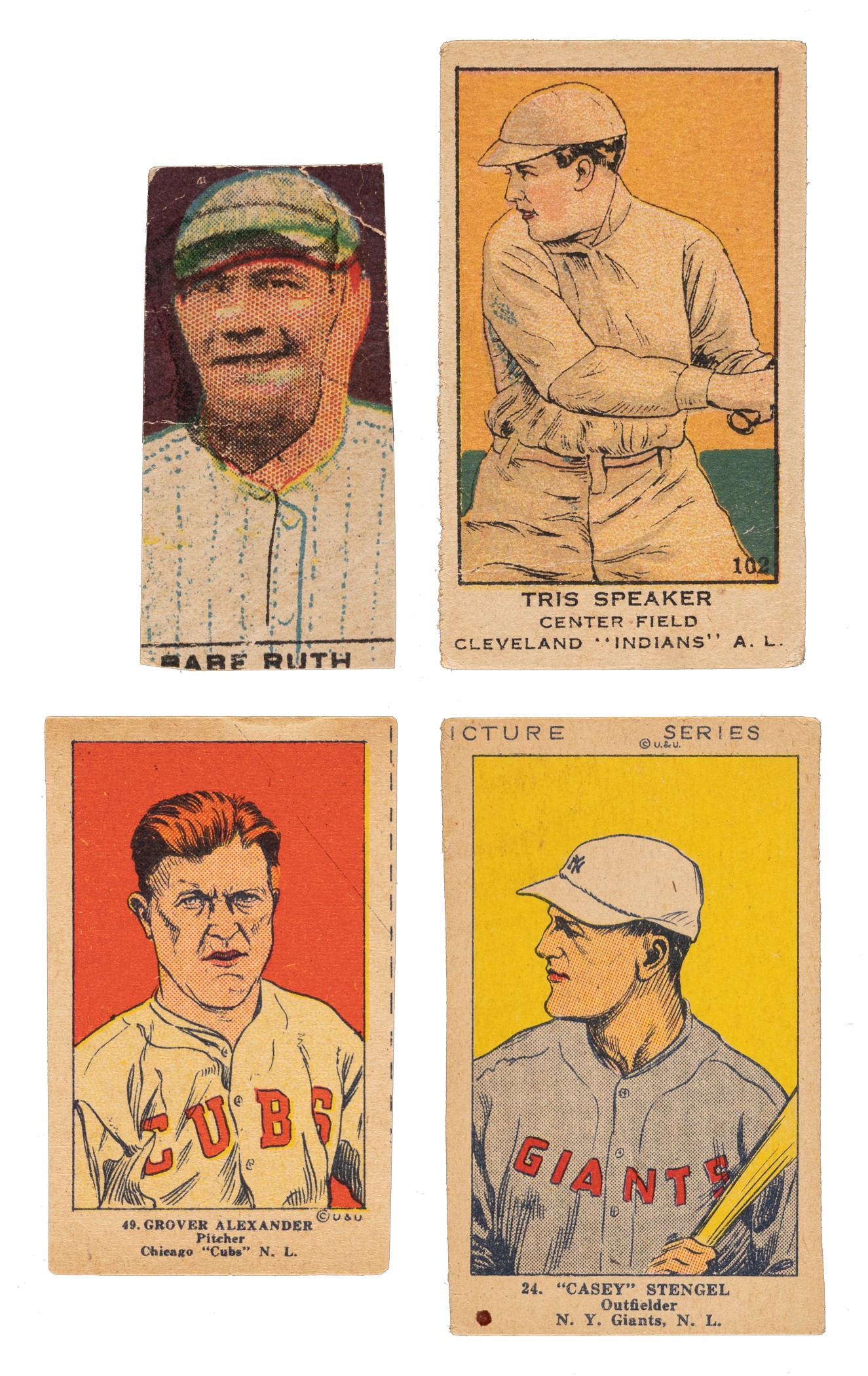 1919 to 1927 Strip-Card Collection (51) with 26 Hall of Famers ...