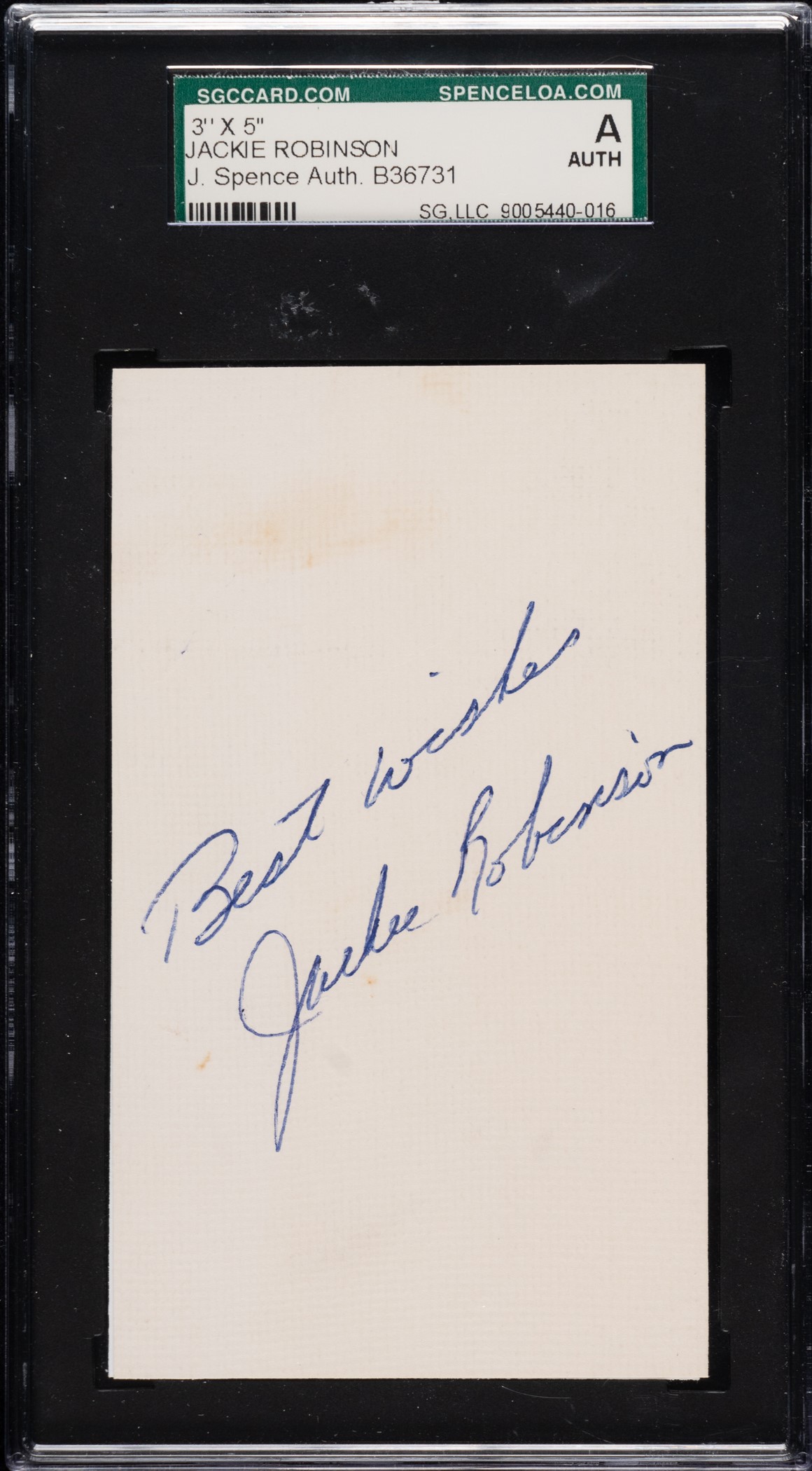 Jackie Robinson Signed Index Card - SGC/JSA | REA Archive