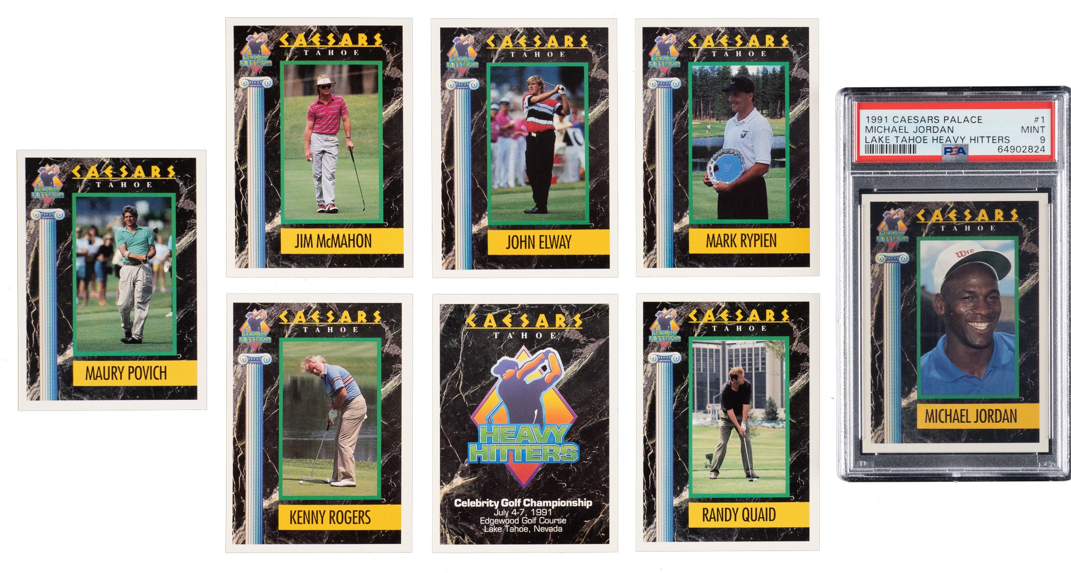 1991 Caesars Palace Lake Tahoe Heavy Hitters Complete Set (8) with #1 ...