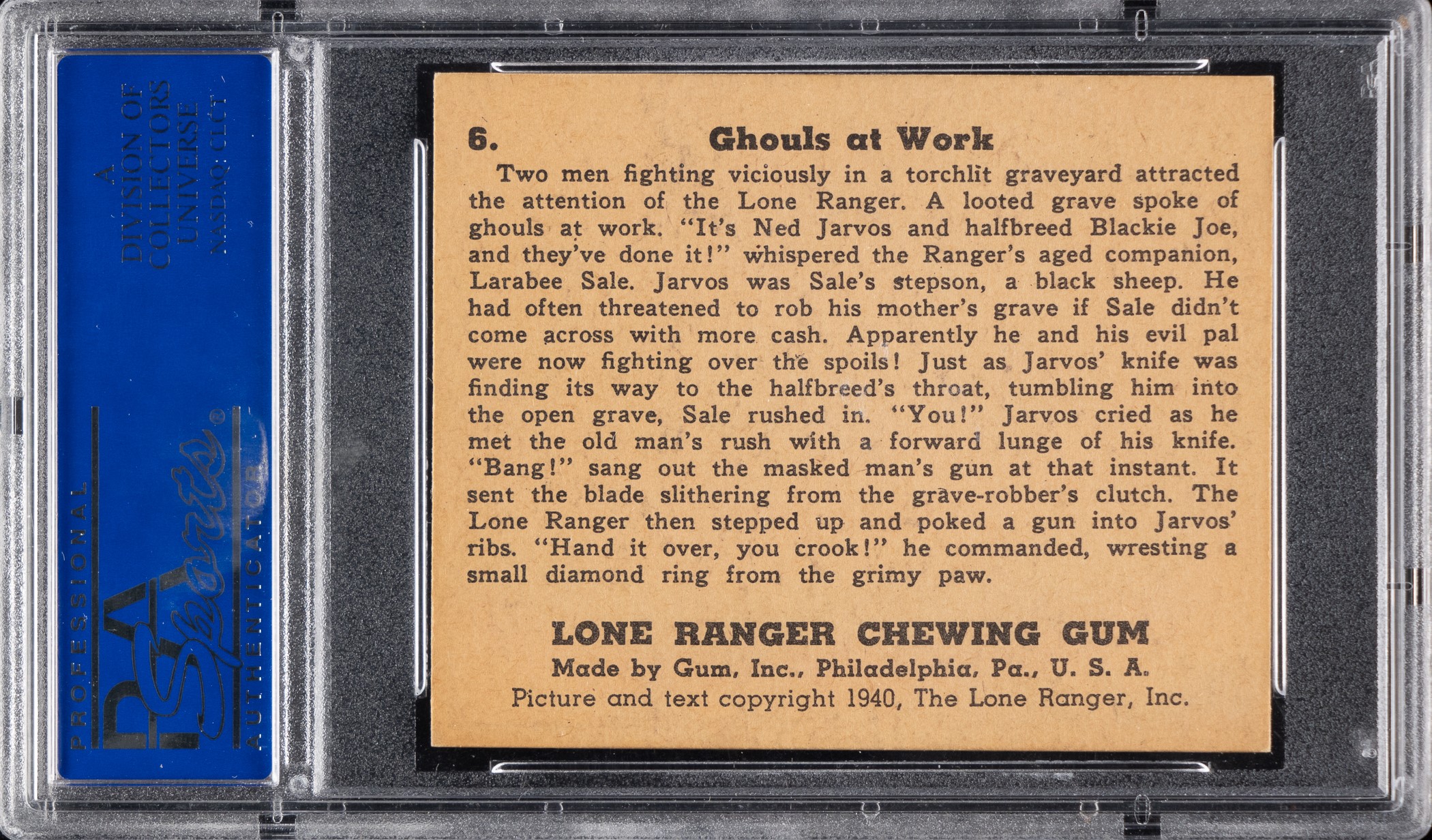 1940 R83 Gum, Inc. "Lone Ranger" #6 "Ghouls at Work" PSA NM-MT 8 | REA ...