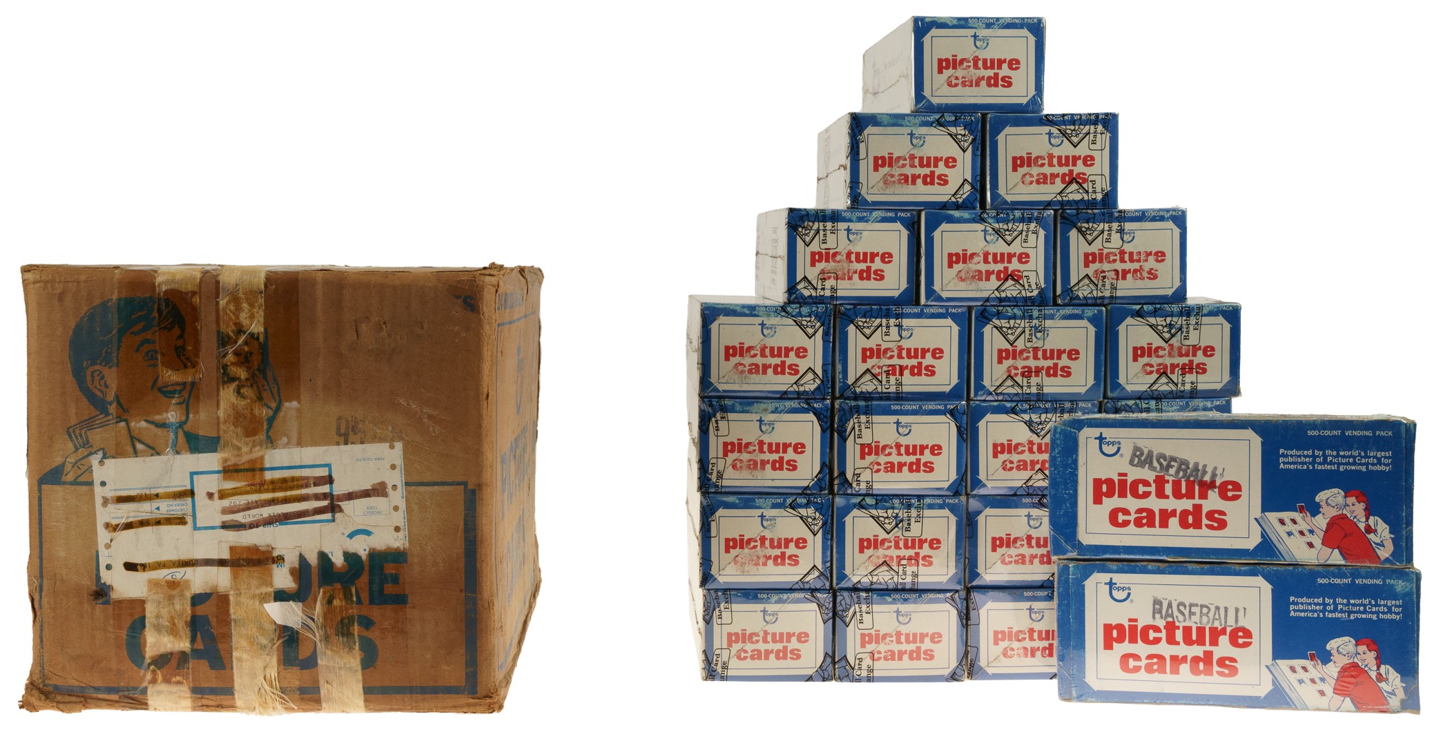 1982 Topps Original Vending Case (24 Unopened Boxes) - BBCE - Including 21 Boxes Wrapped From a ...