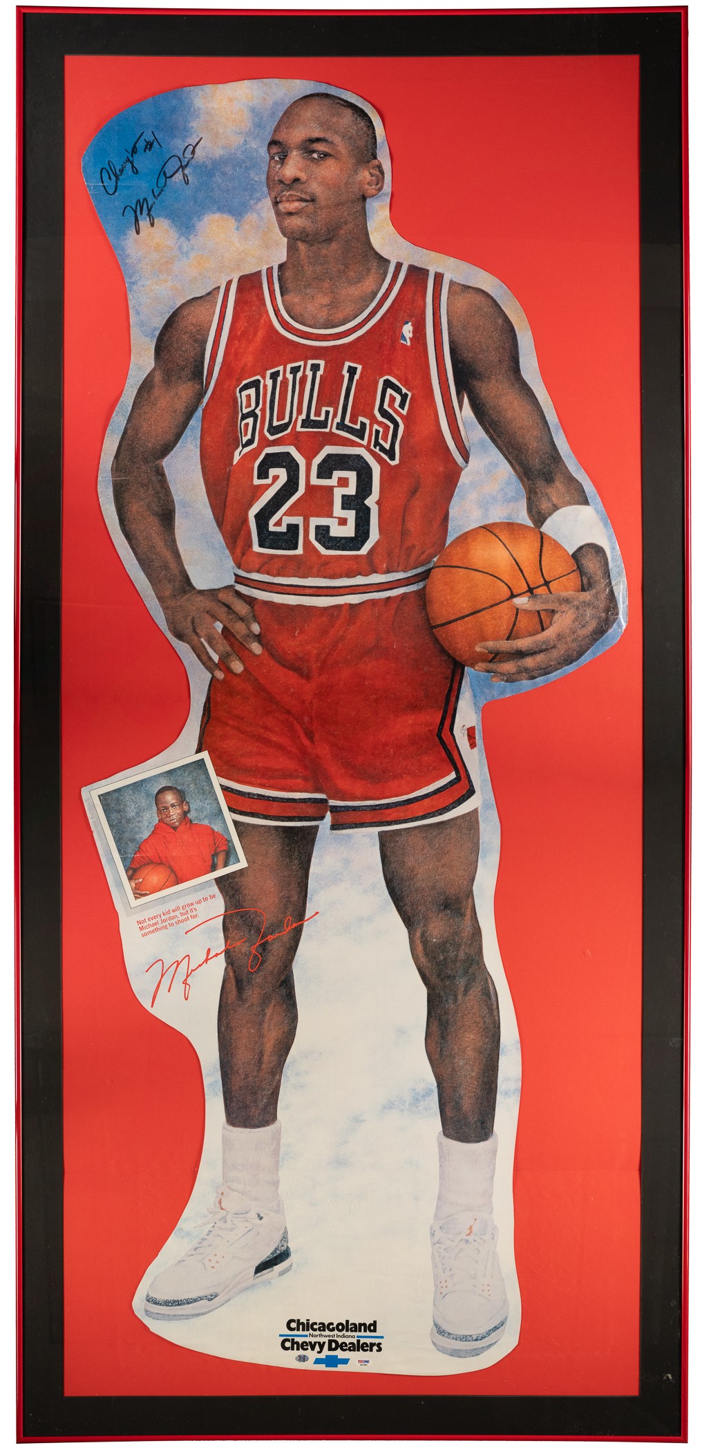 Michael Jordan Signed Chicagoland Chevy Dealers Advertising Display ...