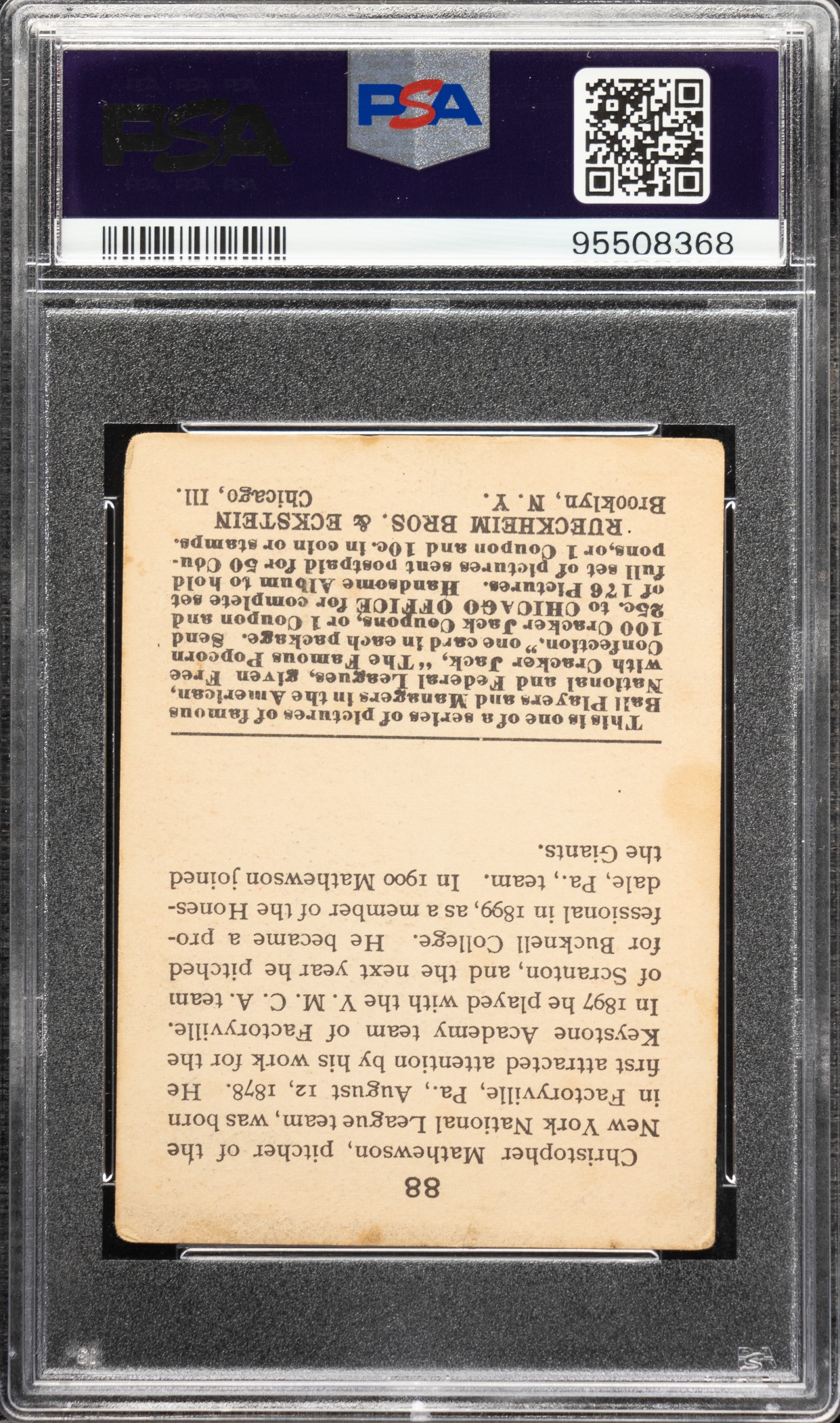 1915 E145 Cracker Jack #88 Christy Mathewson PSA GOOD 2 - Newly ...