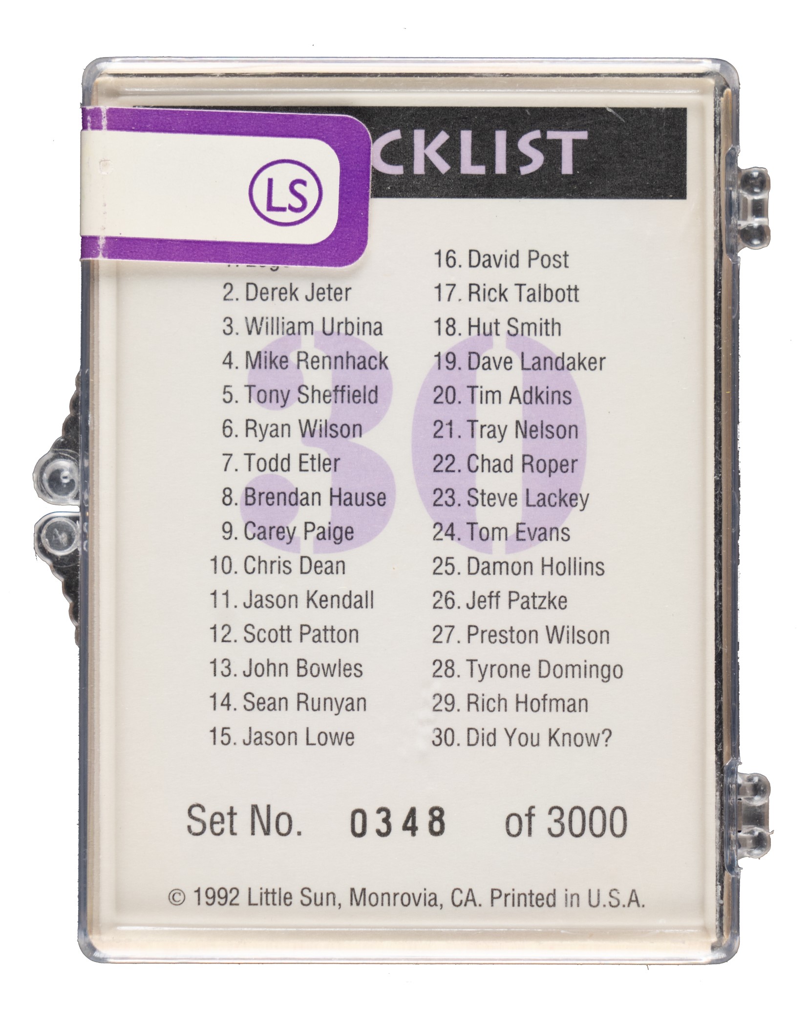 1992 Little Sun High School Prospects Factory-Sealed Unopened Set #348/ ...