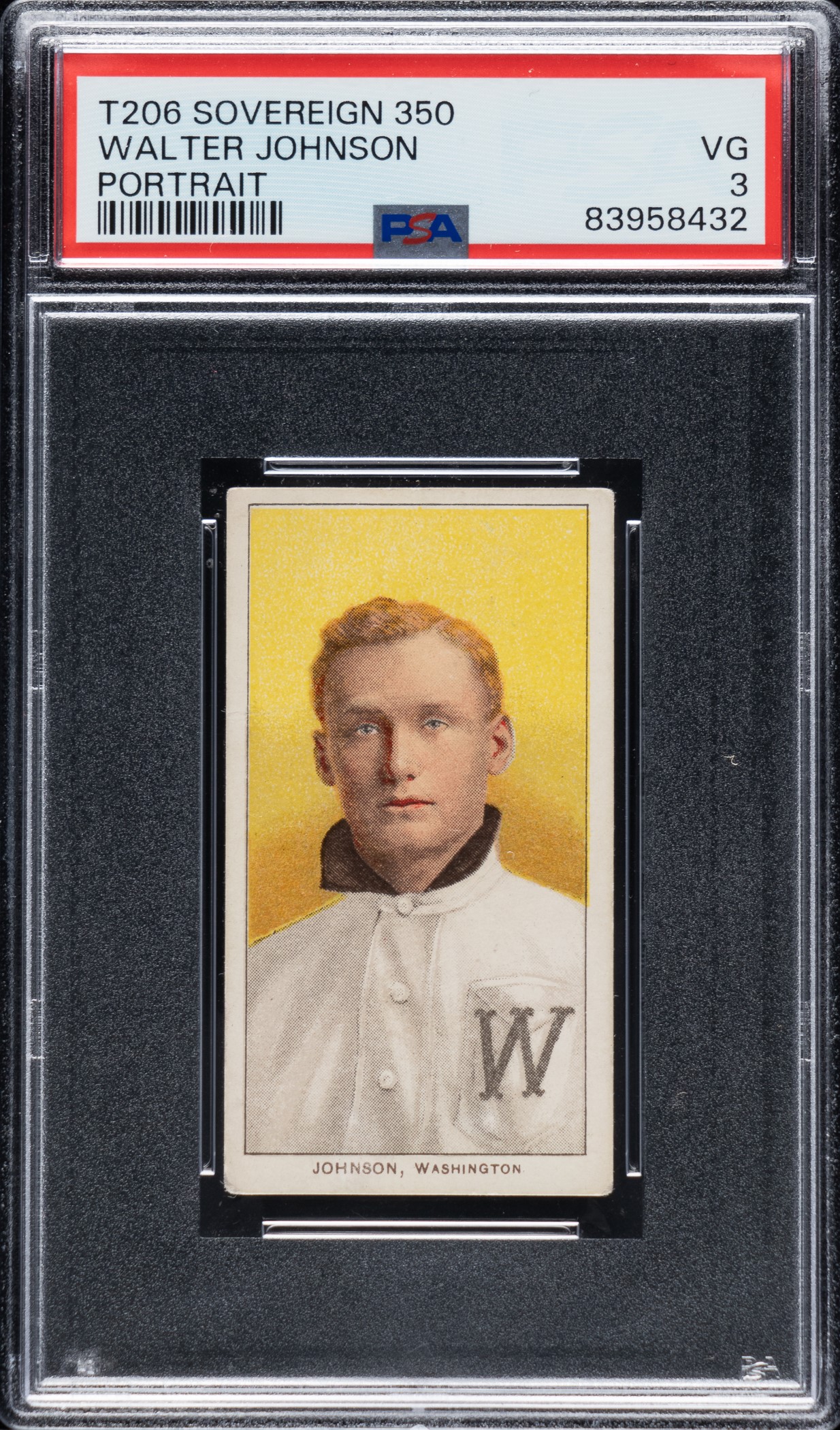 1909-1911 T206 White Border Walter Johnson Portrait PSA VG 3 ...