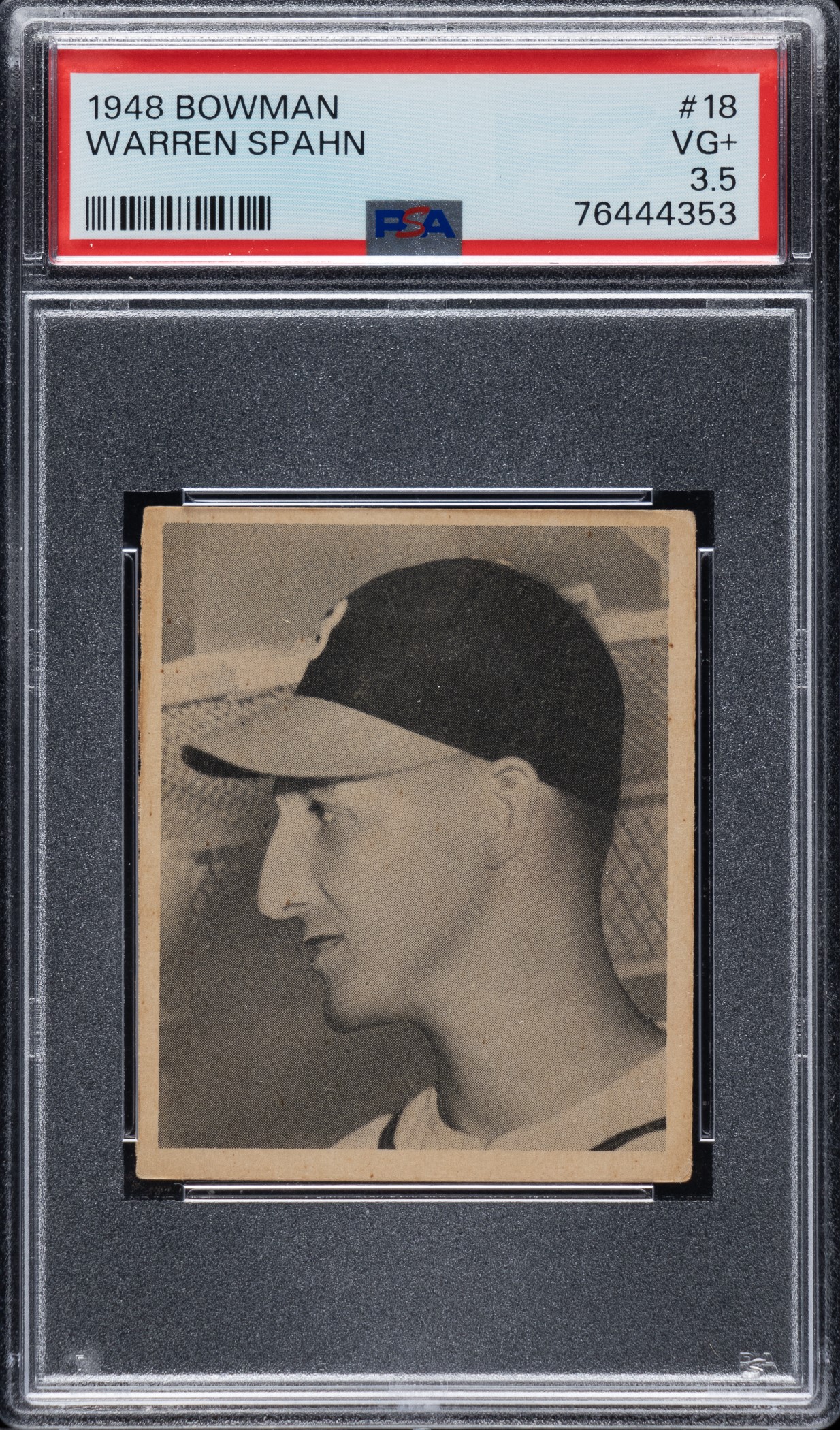 1948 Bowman #18 Warren Spahn Rookie PSA VG+ 3.5 | REA Archive
