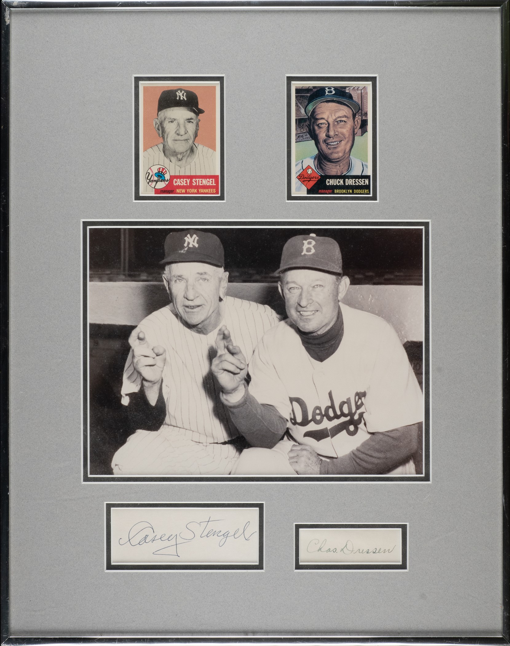 Casey Stengel and Chuck Dressen Cut Signatures in Framed Display - PSA ...