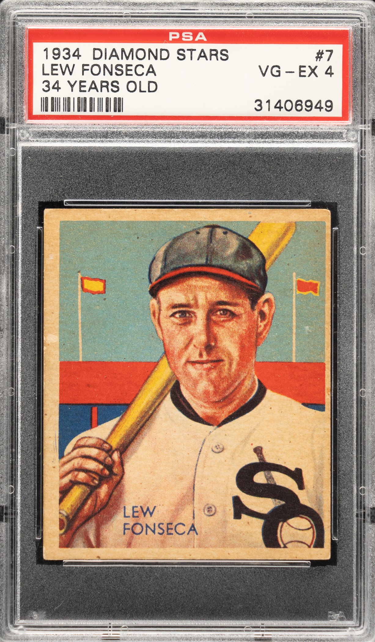 1934-1936 R327 Diamond Stars #7 Lew Fonseca 34 Years Old (1934 Green ...