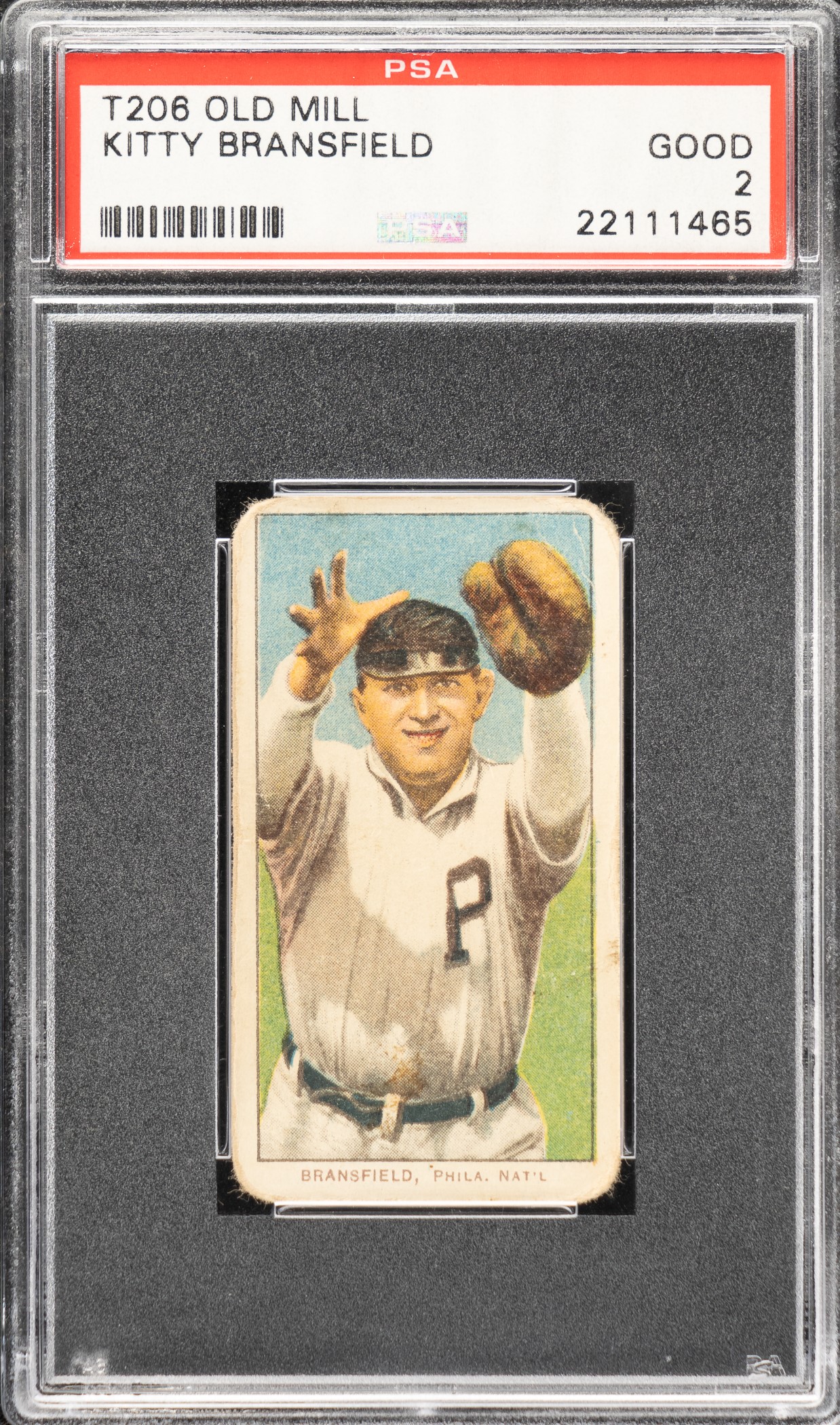 1909-1911 T206 White Border Kitty Bransfield PSA GOOD 2 - Old Mill Back ...