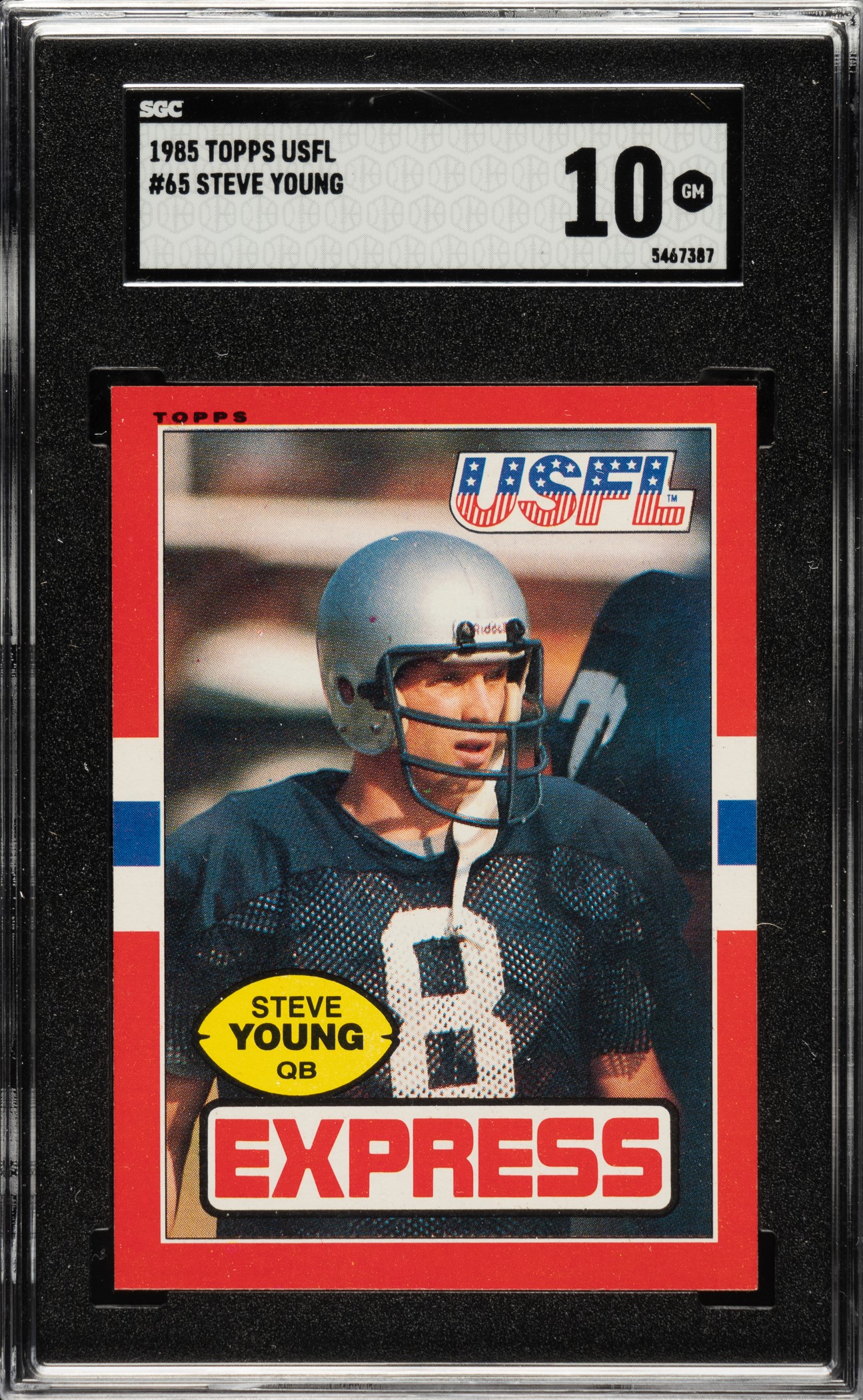 1985 Topps USFL Football #65 Steve Young SGC GEM MINT 10 | REA Archive