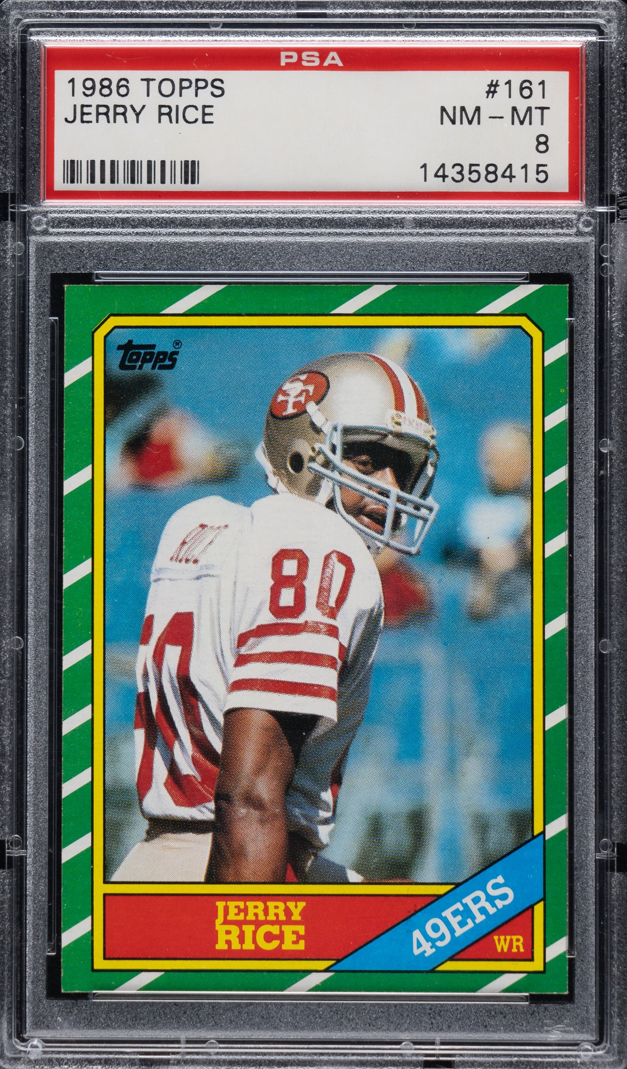 1986 Topps Football #161 Jerry Rice Rookie PSA NM-MT 8 | REA Archive