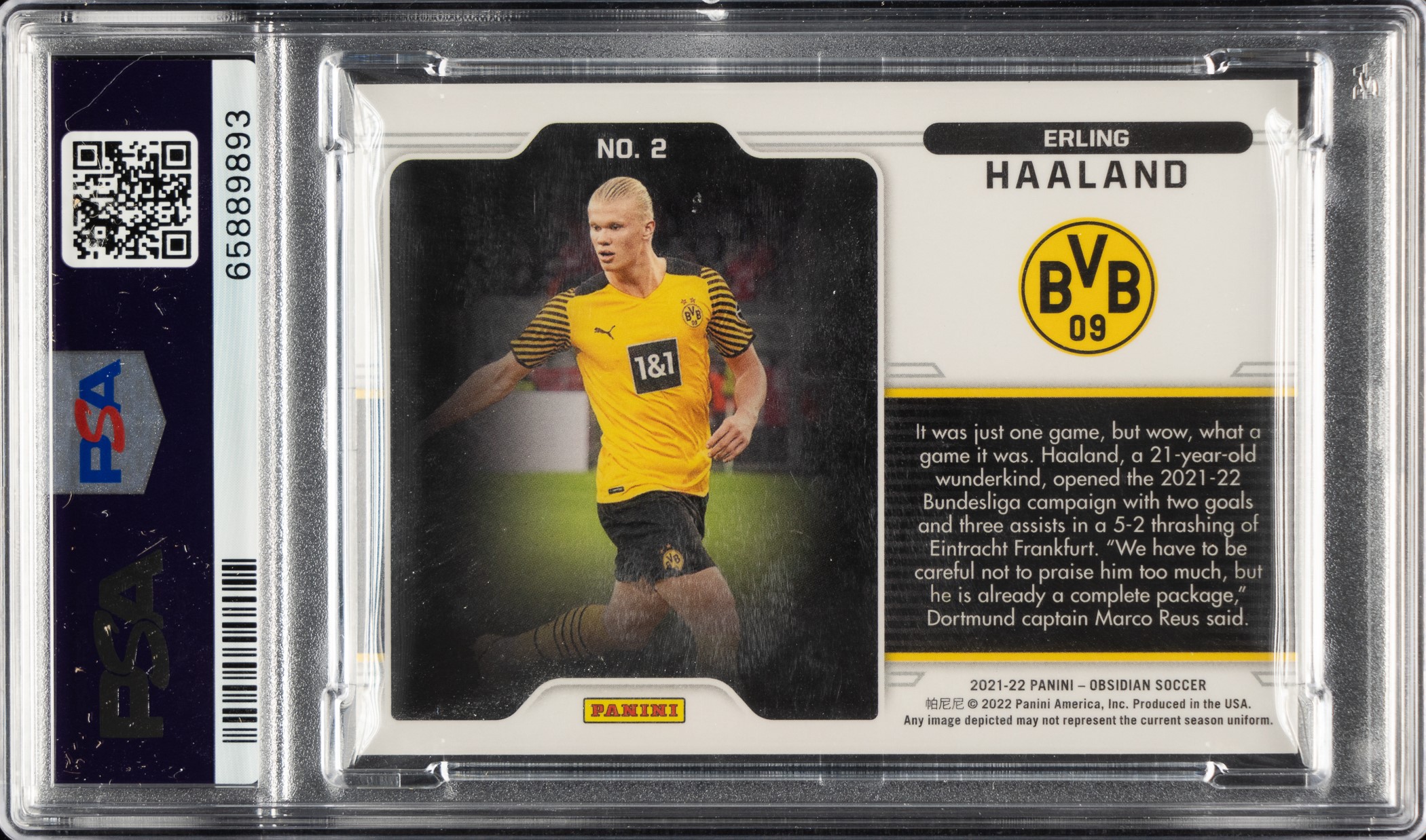 2021-2022 Obsidian Soccer #2 Erling Haaland Black Colorblast MINT 9 ...