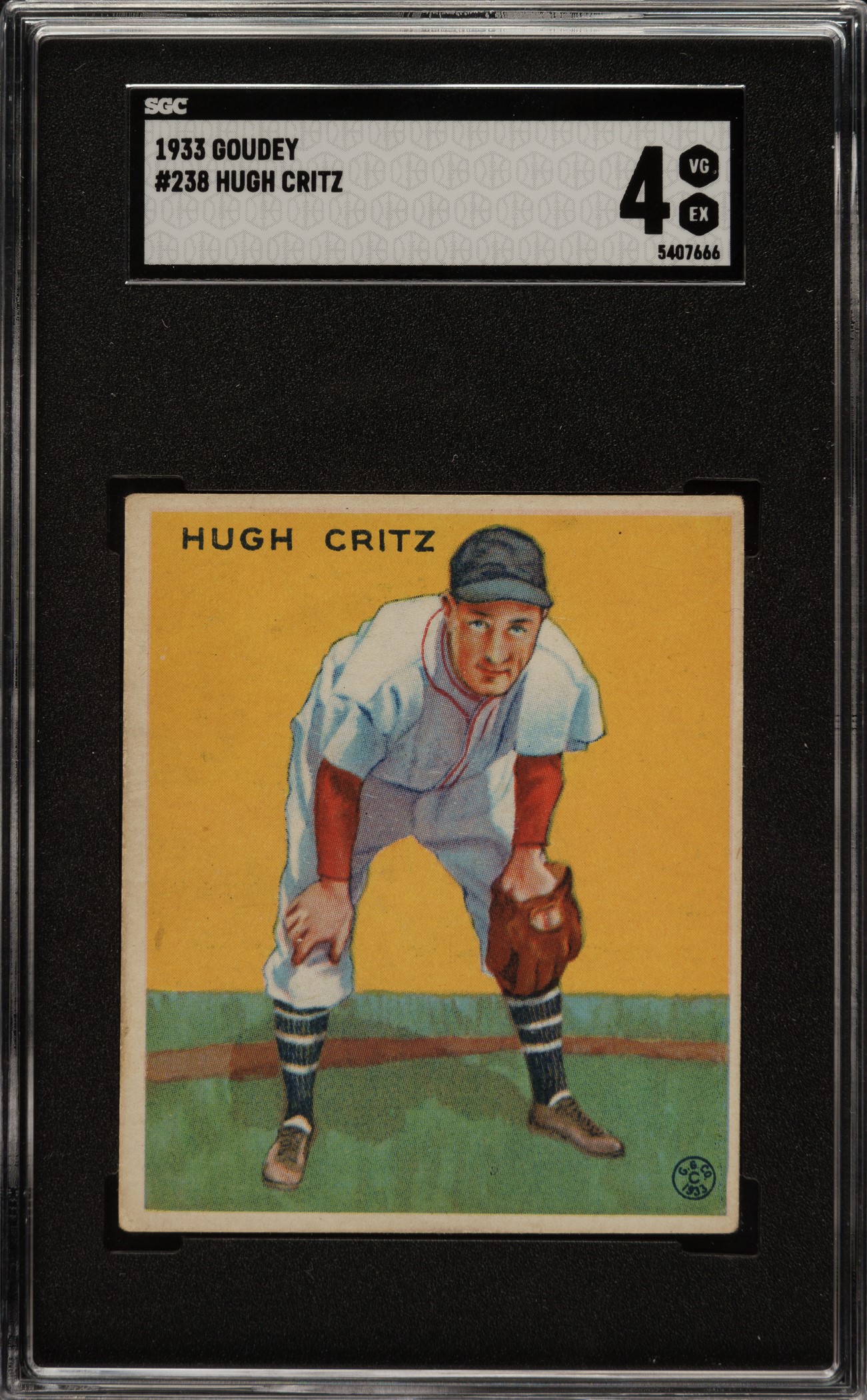 1933 R319 Goudey #238 Hugh Critz SGC VG/EX 4 | REA Archive