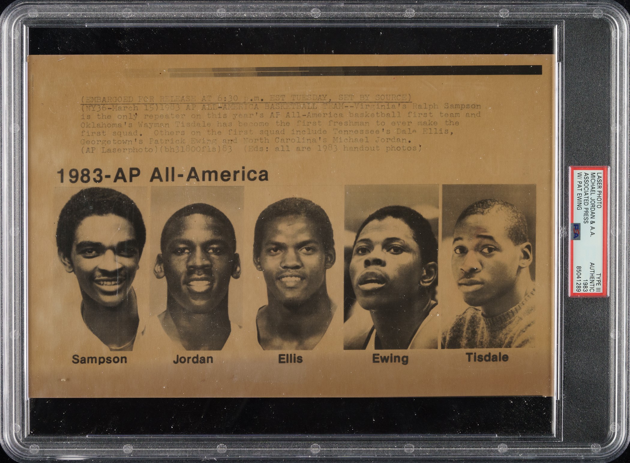 1983 Michael Jordan and Patrick Ewing All-American Associated Press ...