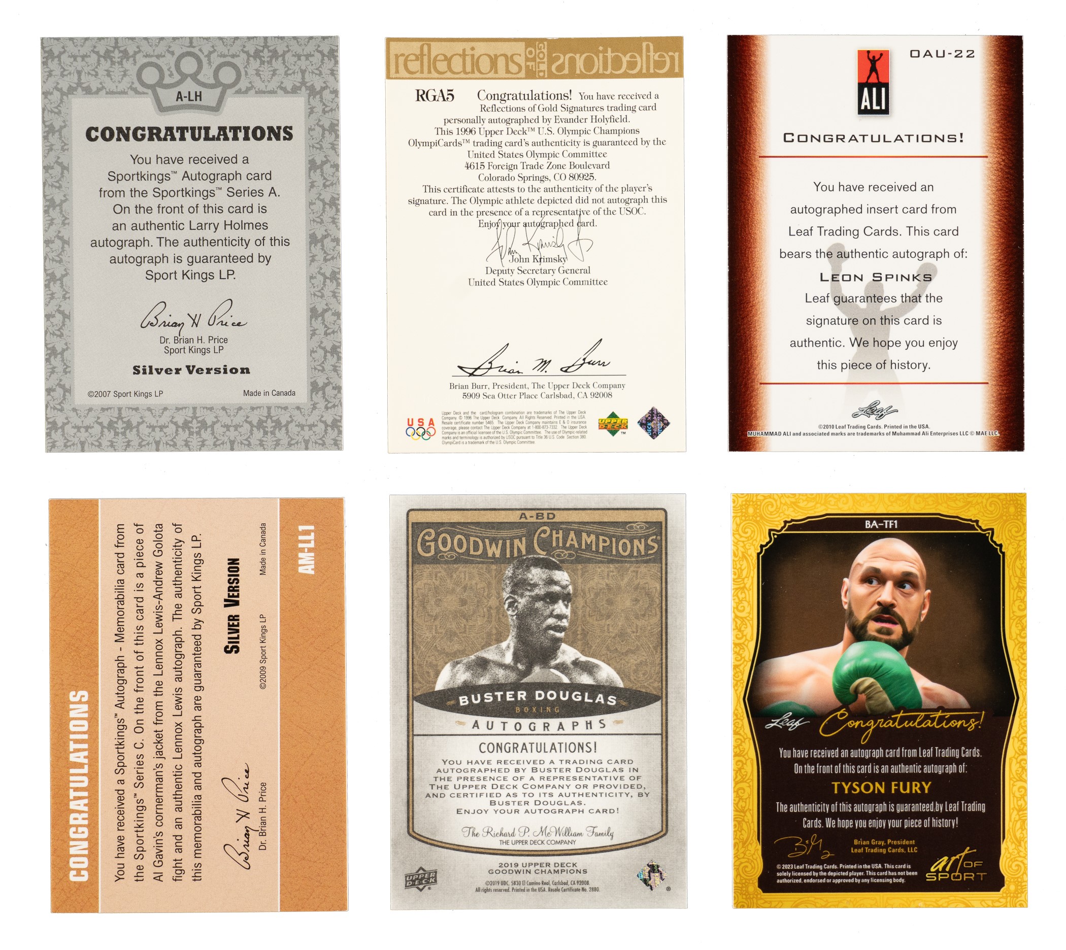 1996 to 2023 Sport Kings, Upper Deck, and Leaf Boxing Signed-Card ...