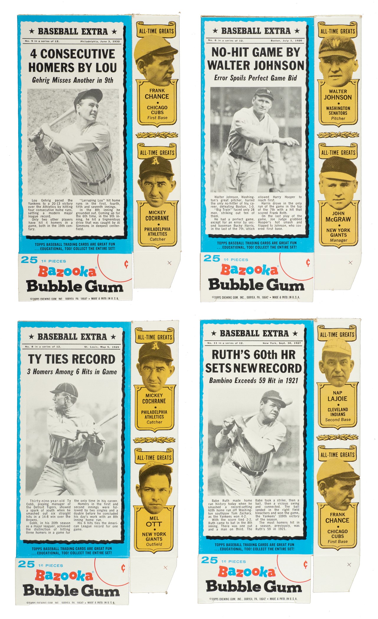 1969-1970 Bazooka "Baseball Extras" Complete Set (12 Boxes) | REA Archive