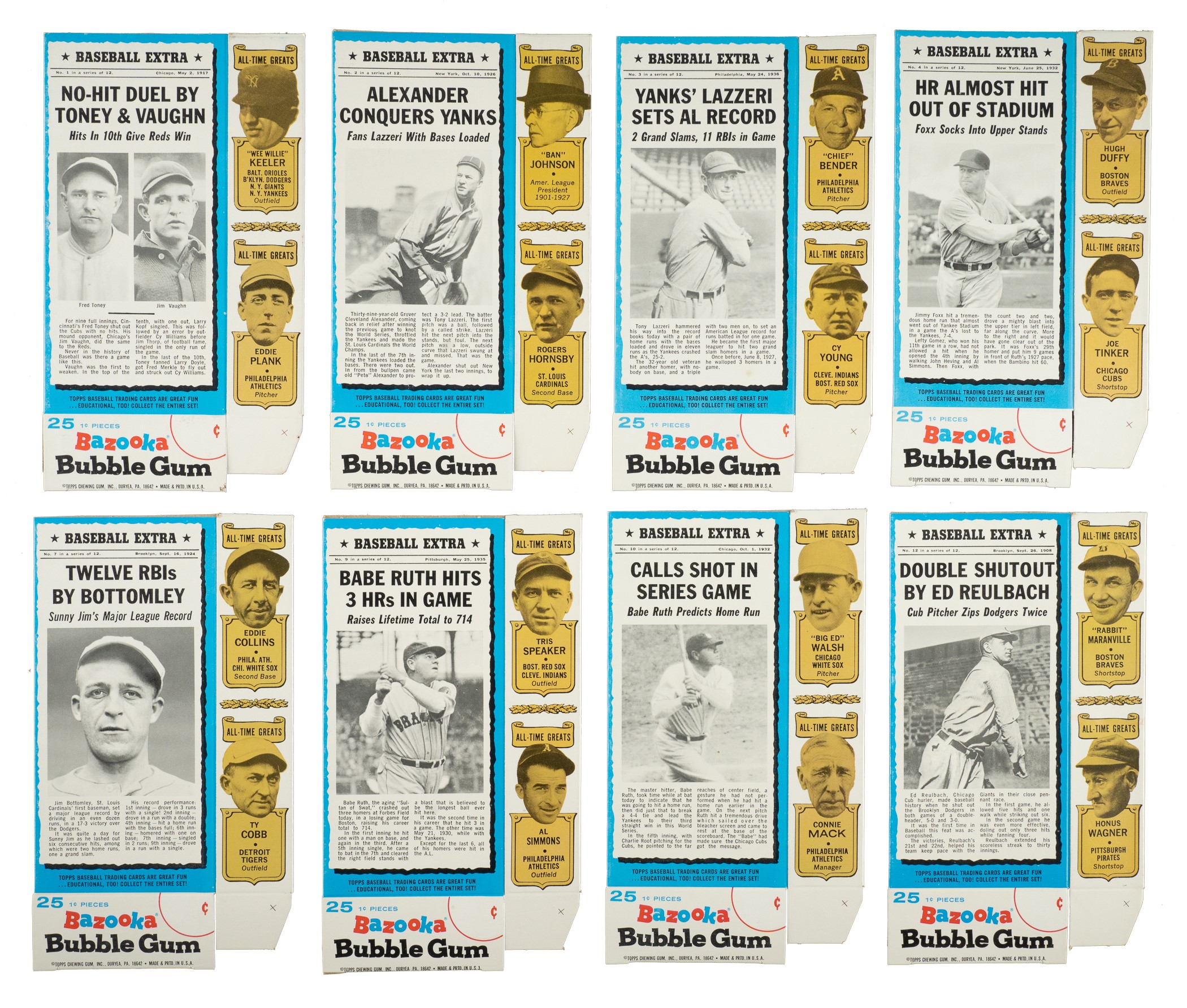 1969-1970 Bazooka "Baseball Extras" Complete Set (12 Boxes) | REA Archive